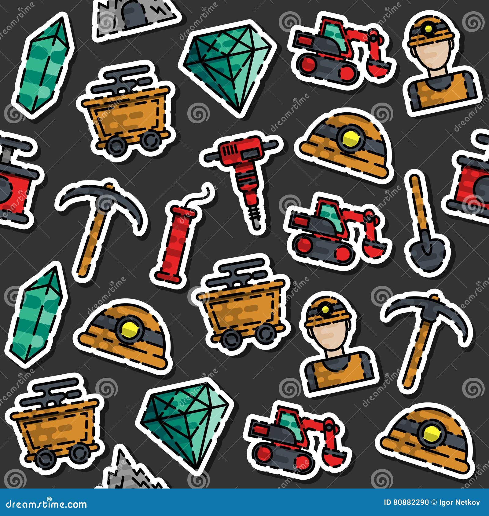 Colored Mining pattern stock vector. Illustration of load - 80882290