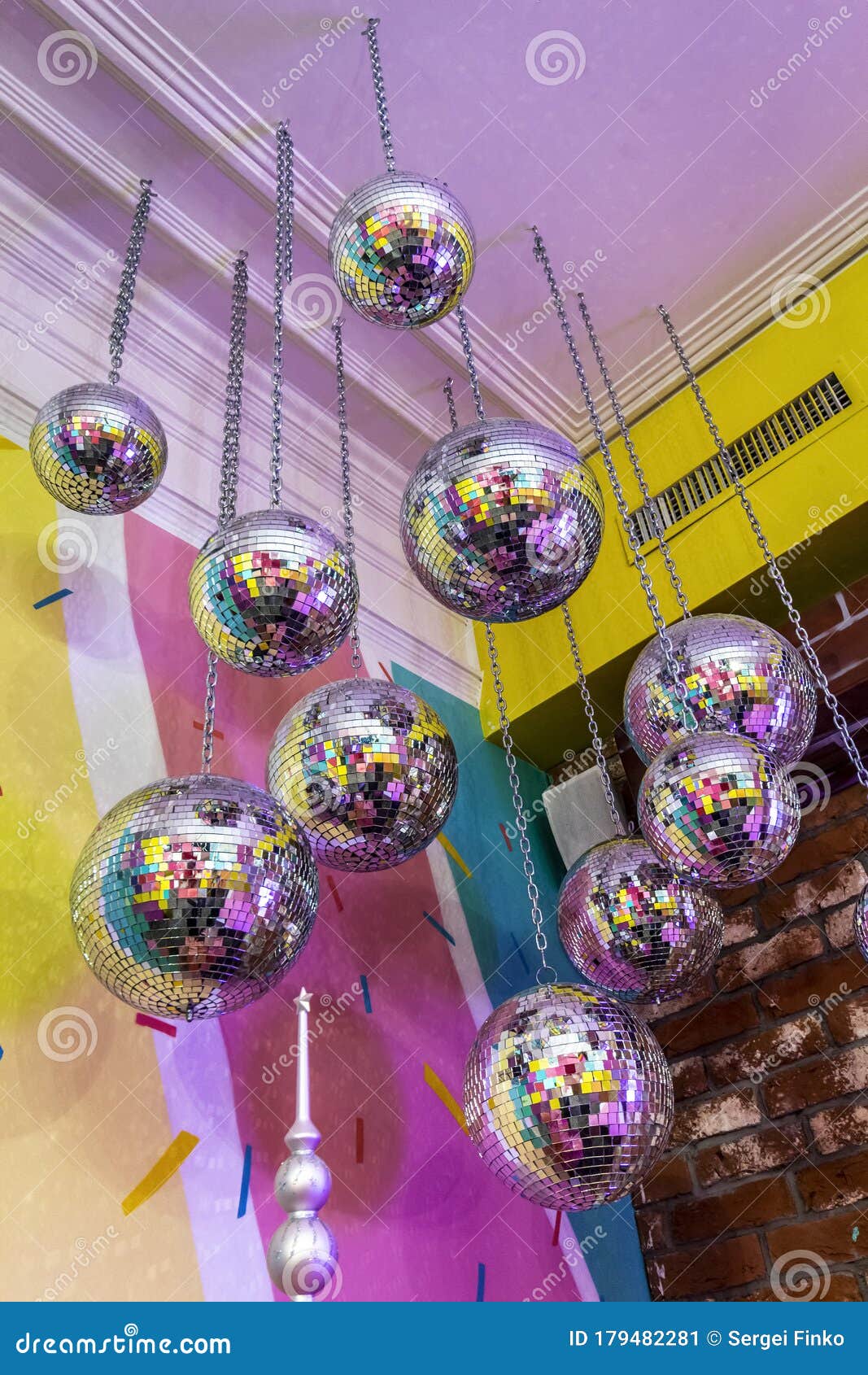 Colored mirror balls stock image. Image of dance, music - 179482281