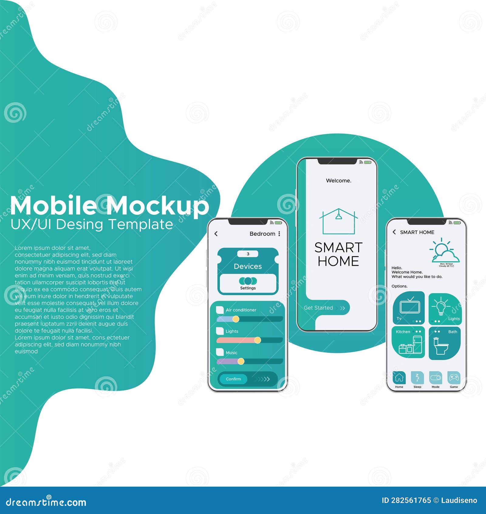 Colored Mobile App Mockup Templates Vector Stock Vector - Illustration ...