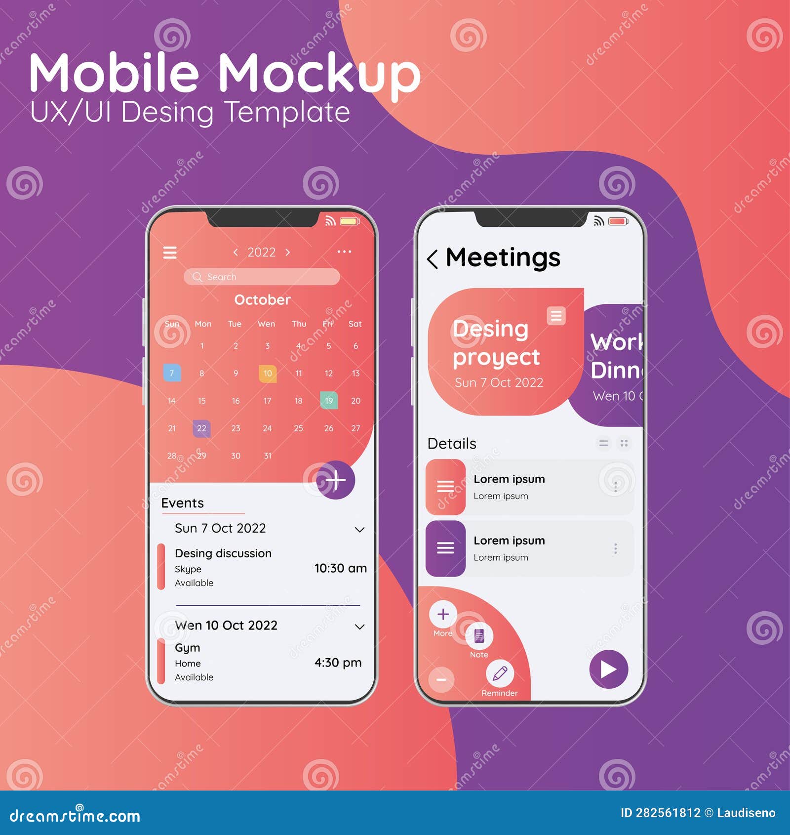 Colored Mobile App Mockup Templates Vector Stock Vector - Illustration ...