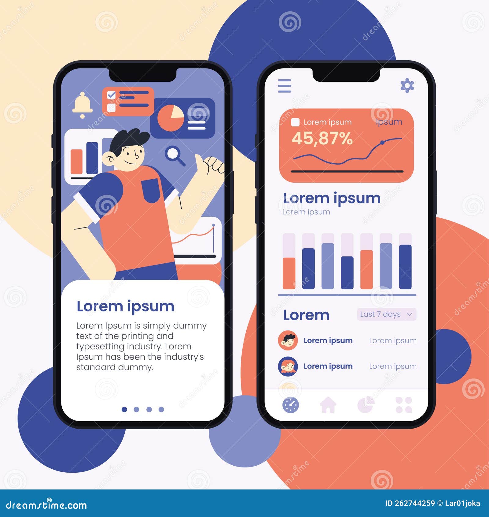 Colored Mobile App Ui Mockup with Infographics Vector Stock Vector ...