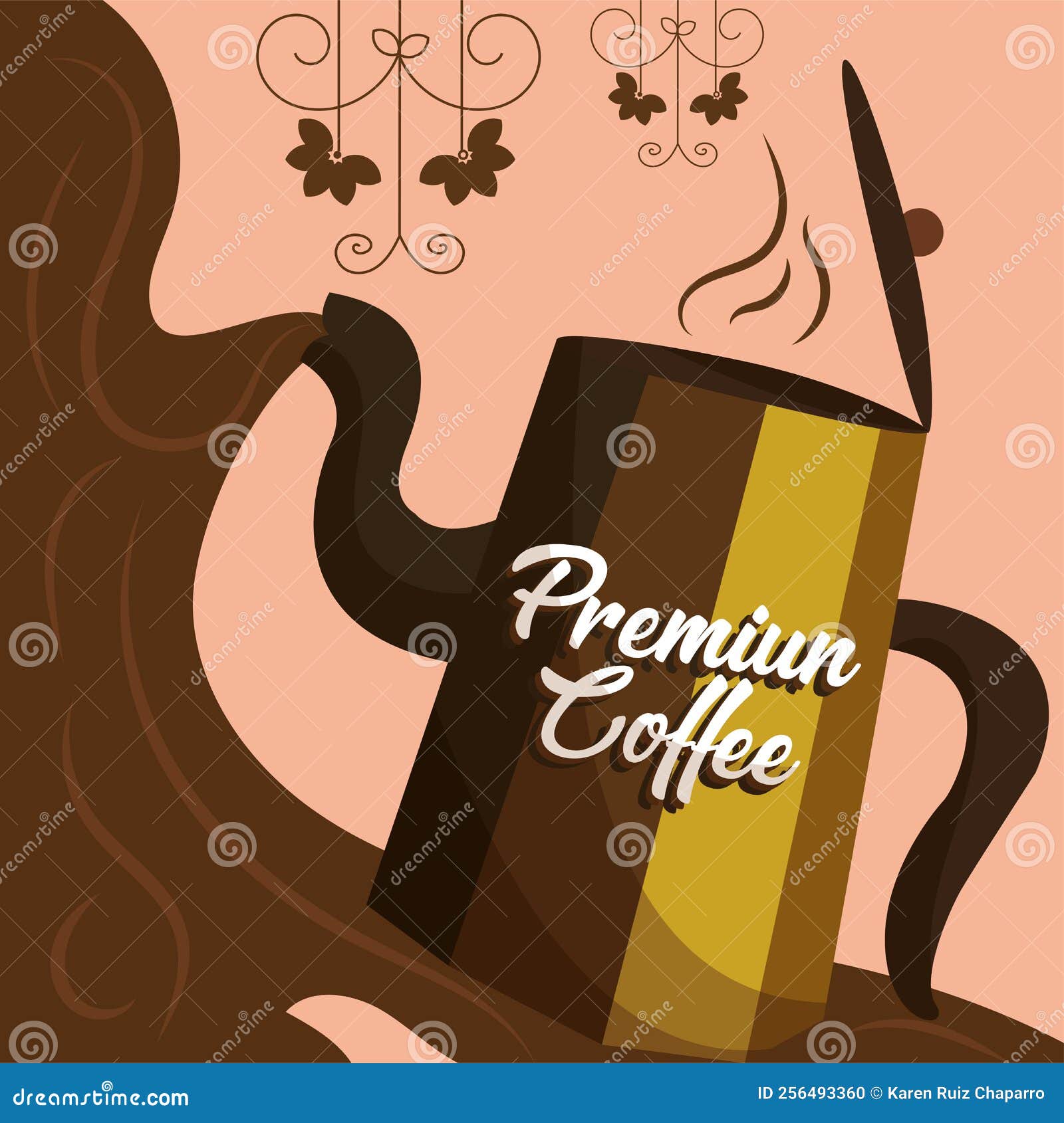 Colored Mocca Spilling Coffee Premium Coffee Shop Poster Vector Stock ...
