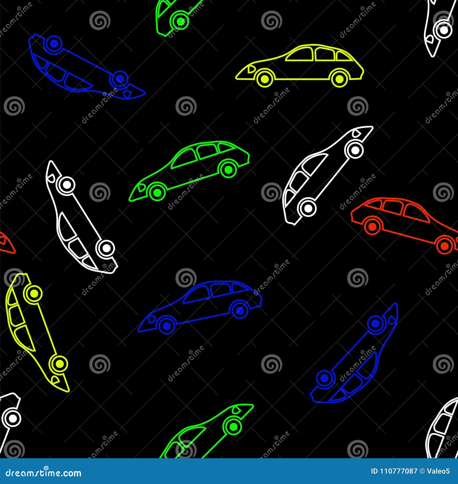 Colored Modern Car Seamless Pattern Stock Illustration - Illustration ...
