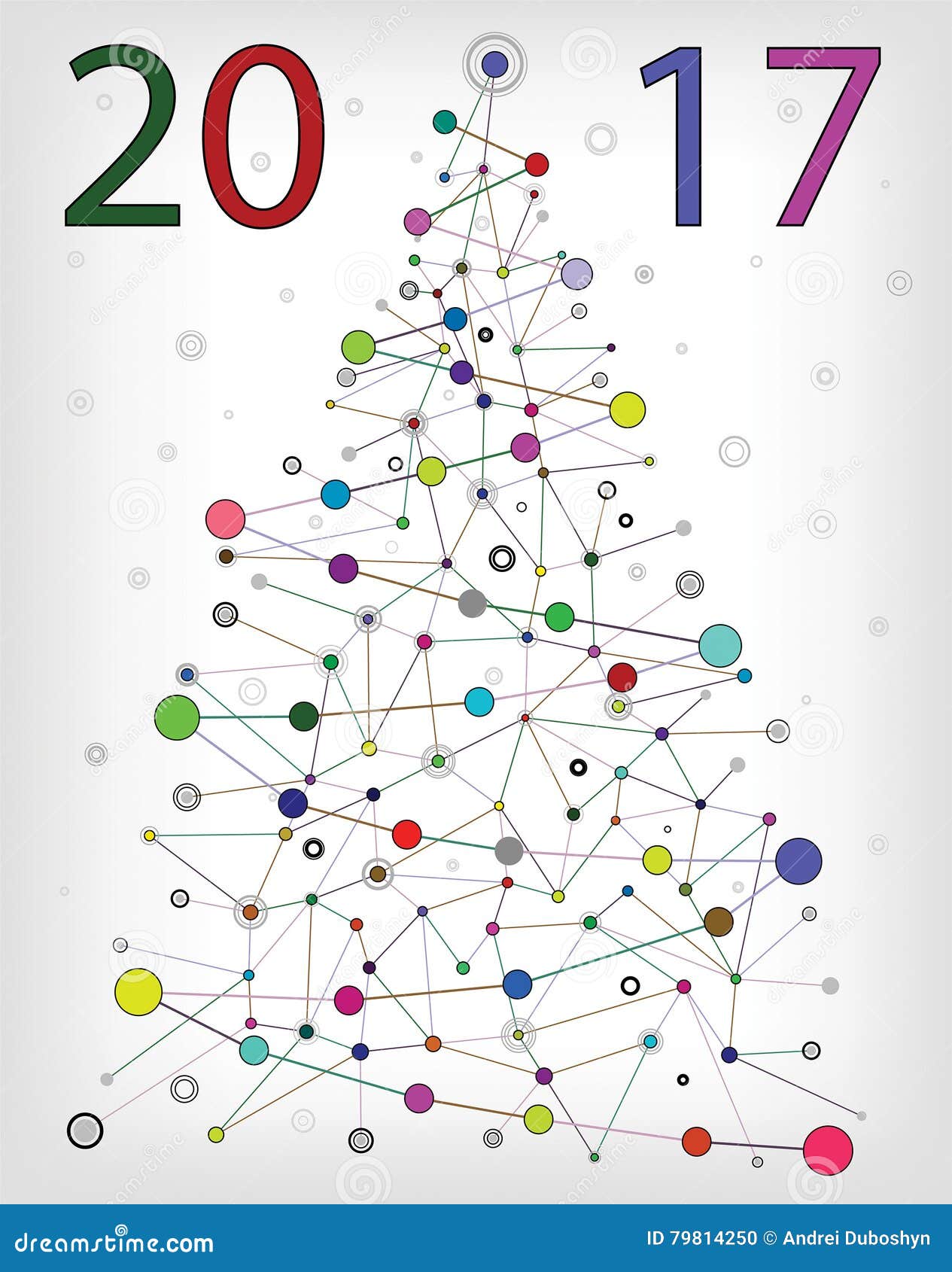 Colored Molecular Christmas Tree Stock Vector - Illustration of ...