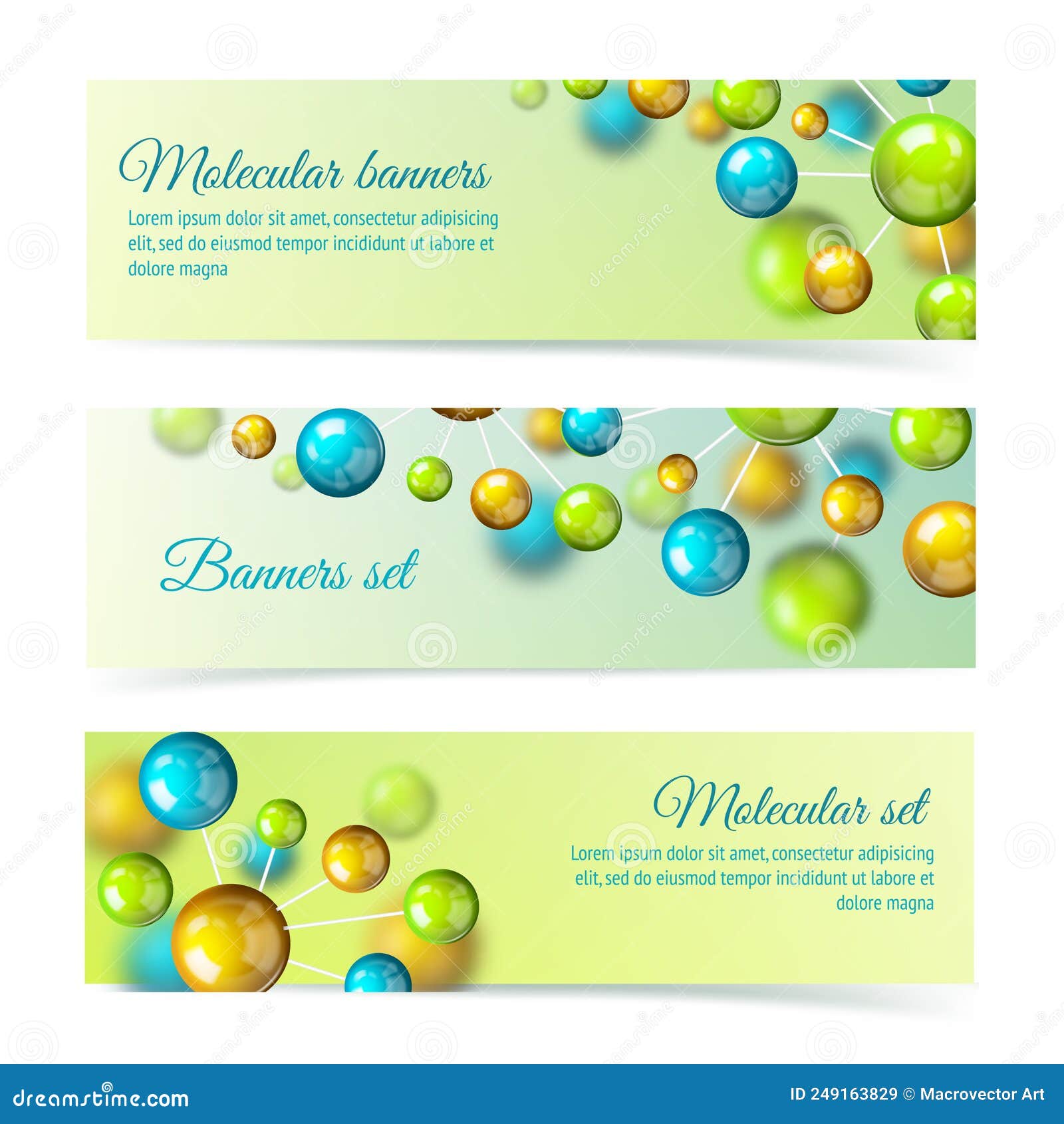 Colored Molecule Banners 3d Set Stock Vector - Illustration of banner ...