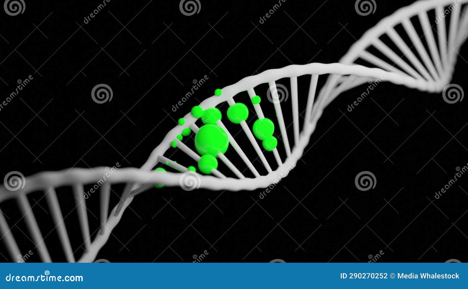 Colored Molecules on Dna. Design. 3D Animation of Dna Chain with Moving ...
