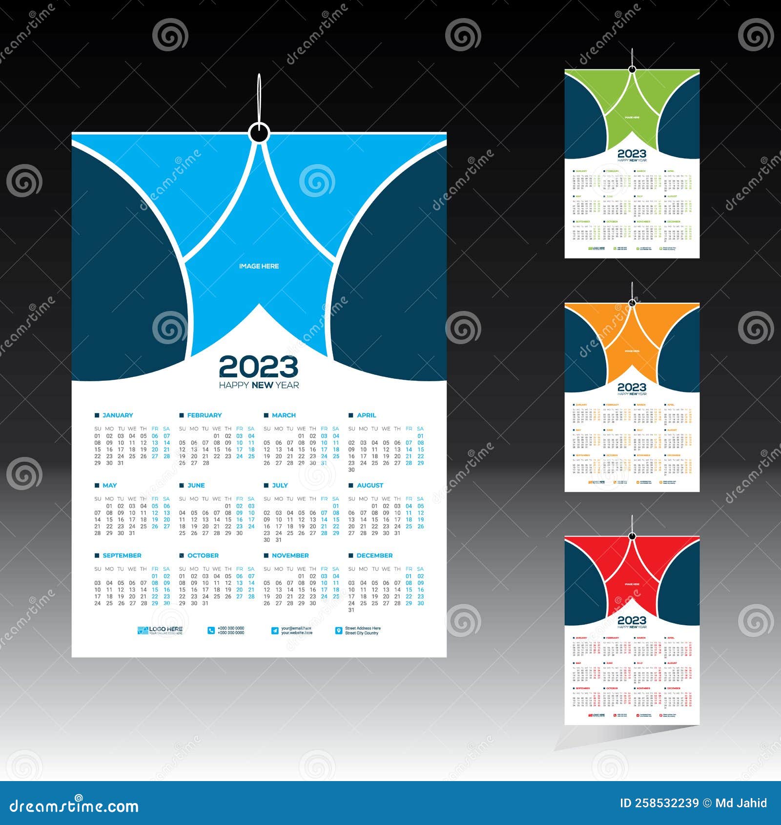 2023 Wall Vector Calendar Design Stock Vector - Illustration of gadget ...