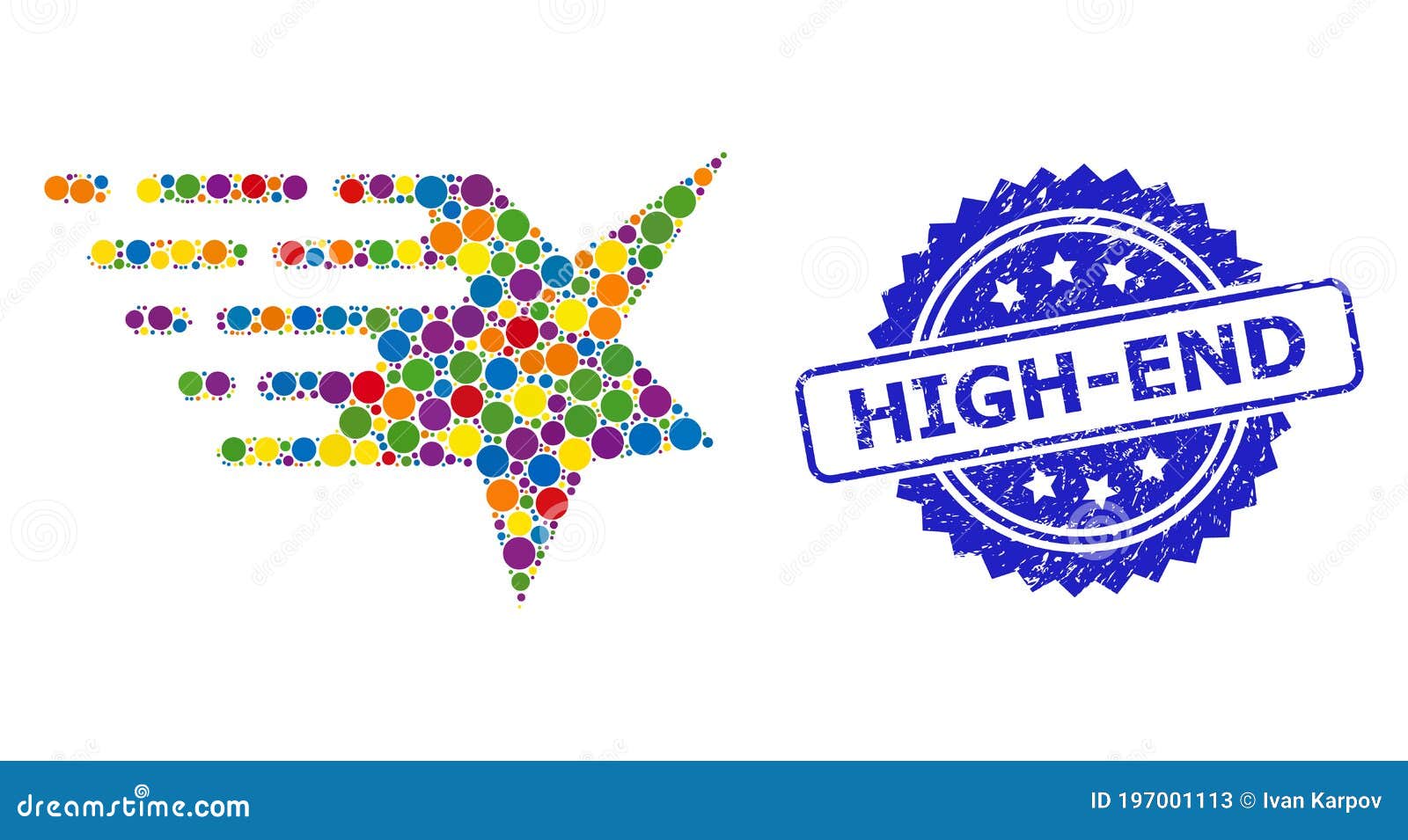 Distress High-End Stamp and Bright Colored Mosaic Star Stock Vector ...