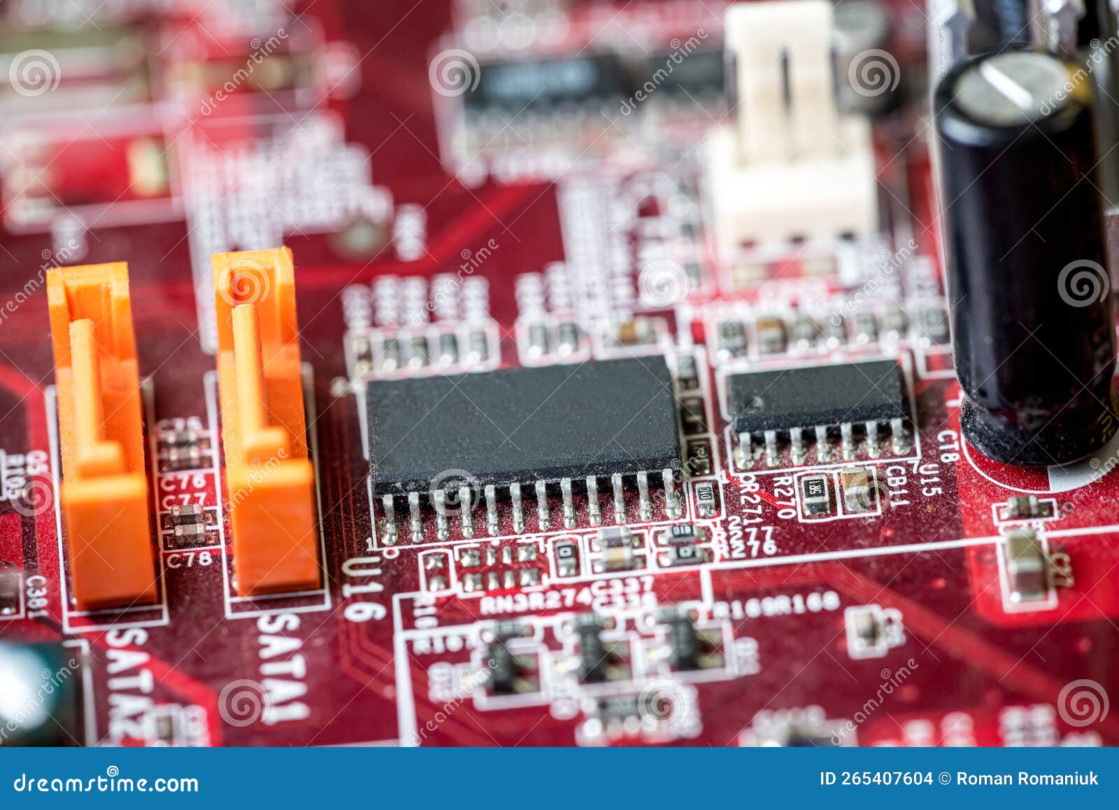 Colored Motherboard Lies on the Table Completely Covering it. Stock ...