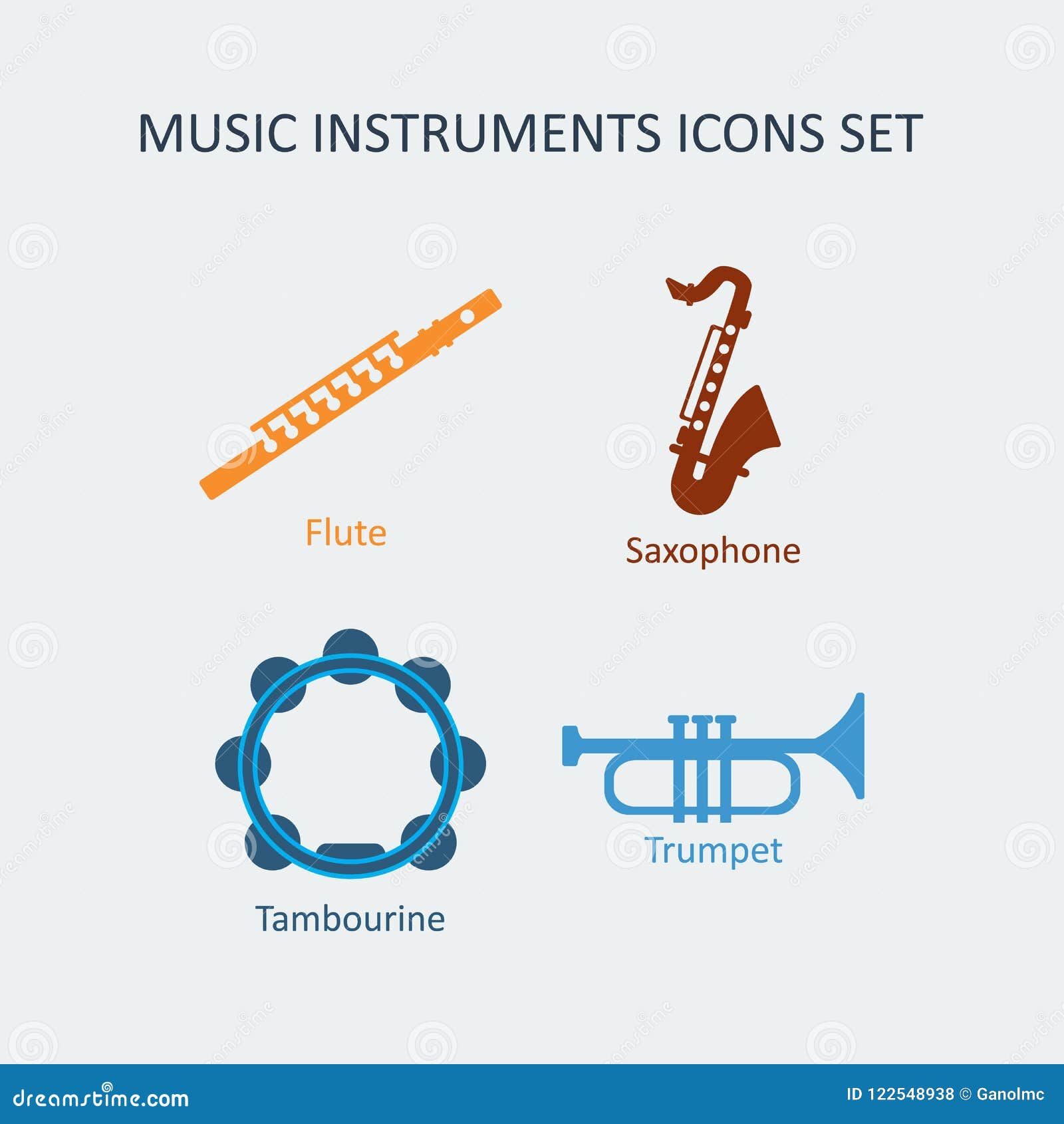 Colored Music Instruments Icons Set. Vector Stock Vector - Illustration ...