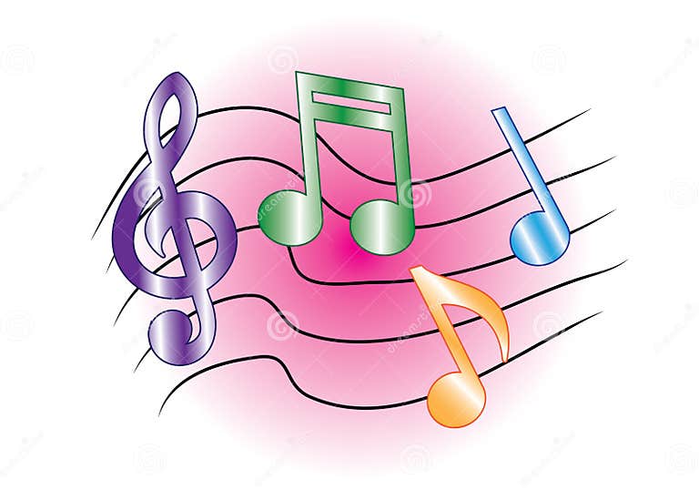 Colored music notes stock vector. Illustration of background - 20302673