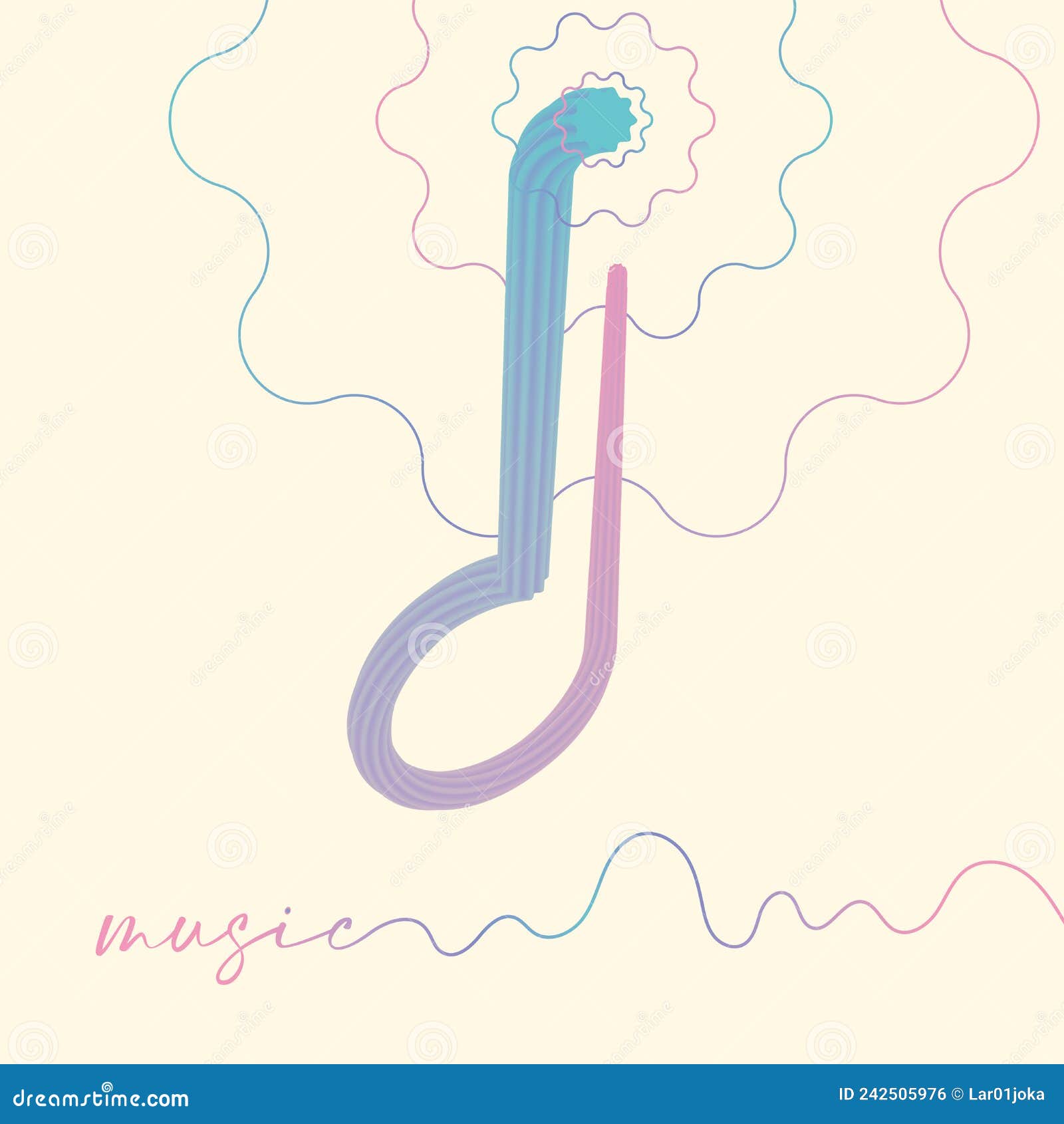 Colored Music Template with a Blue Musical Note Vector Stock Vector ...