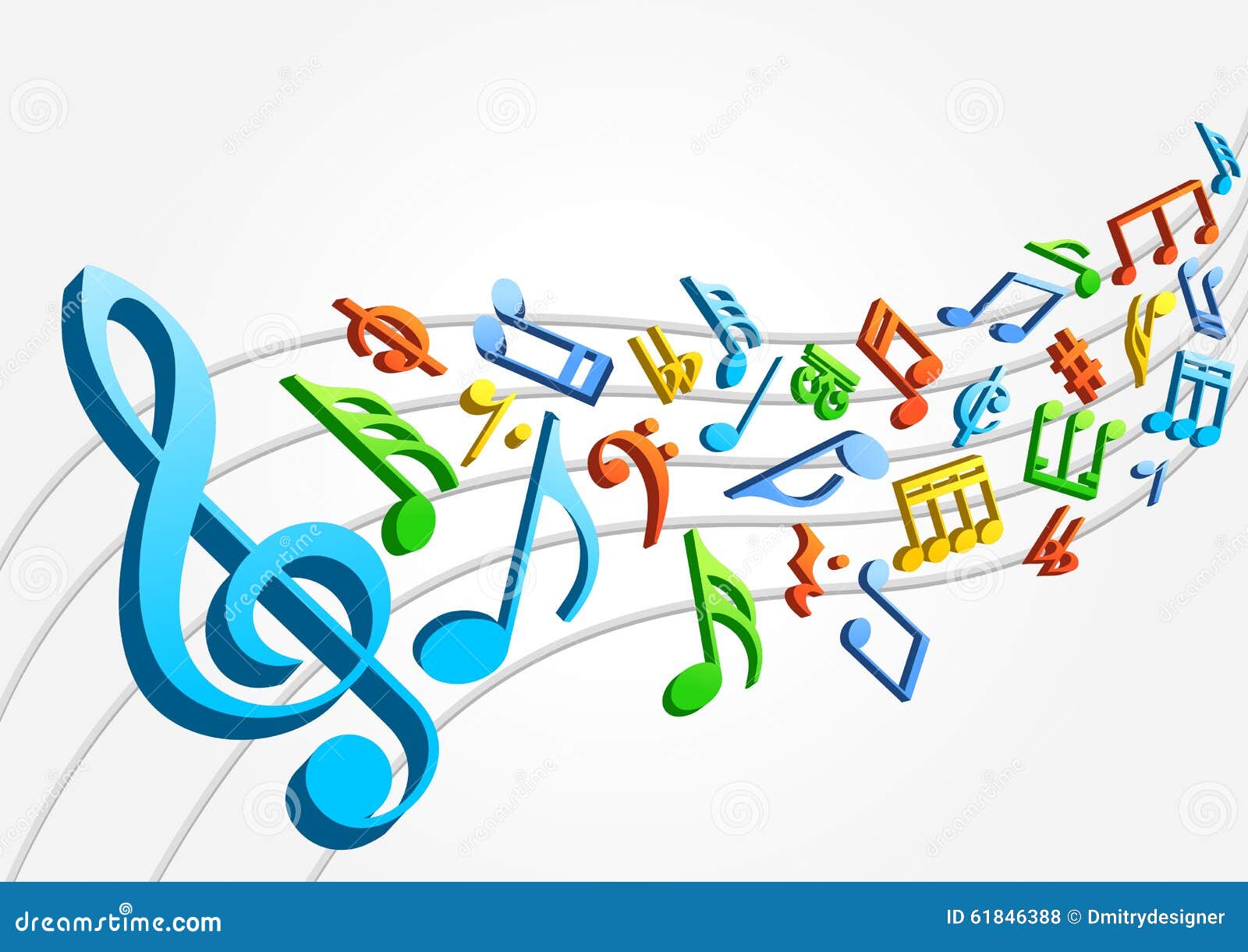 Colored musical notes stock vector. Illustration of play - 61846388