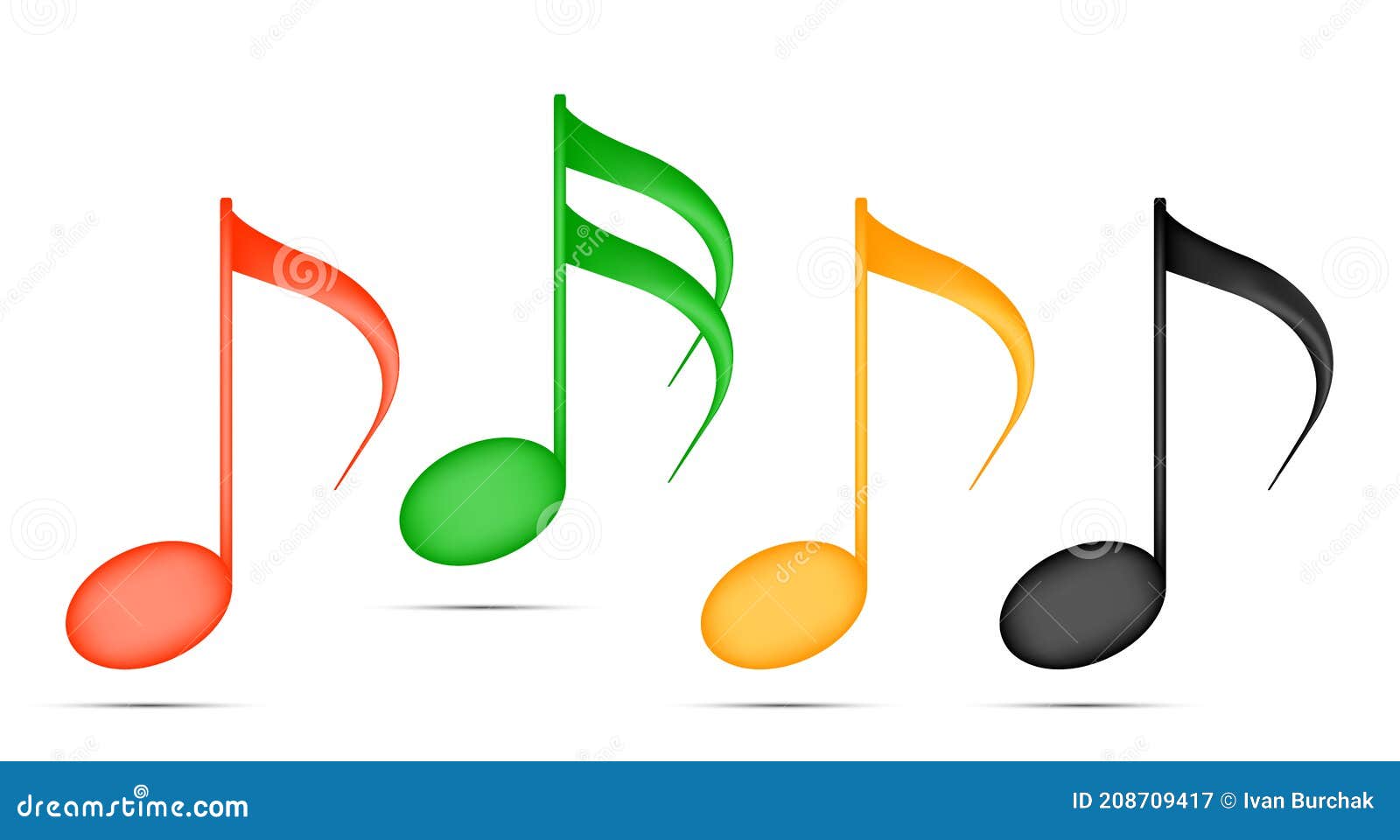 Colored Musical Notes. Vector Illustration Stock Vector - Illustration ...