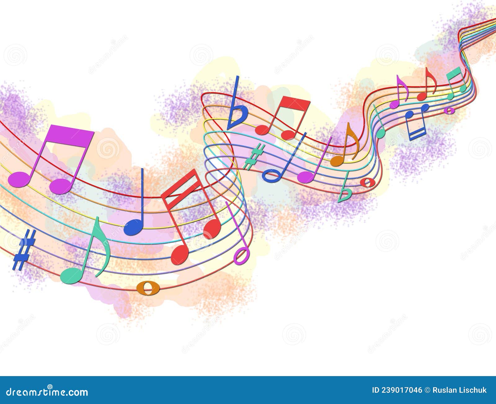 Colored musical notes stock illustration. Illustration of vectors ...