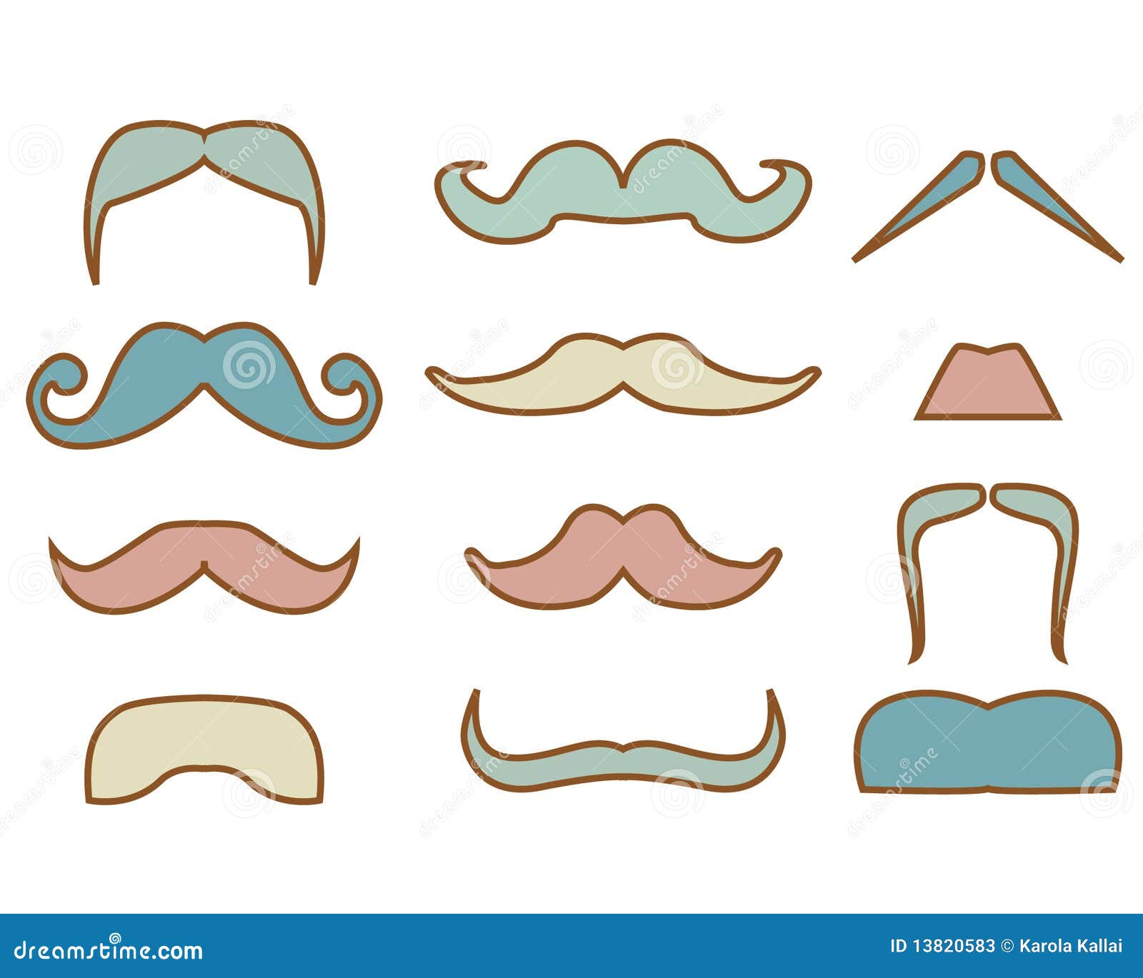 Colored Mustaches Isolated Over White Background Stock Vector ...