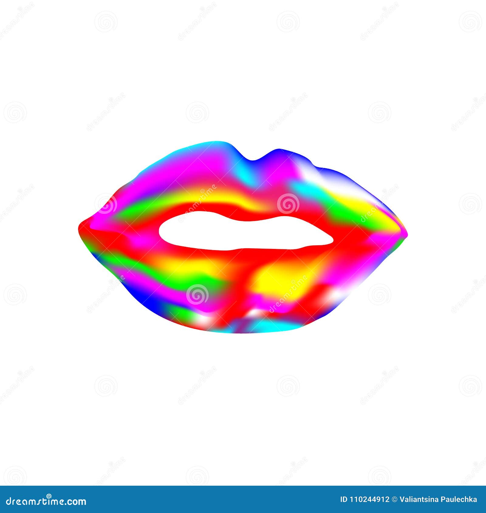 Colored neon lips stock vector. Illustration of foil - 110244912