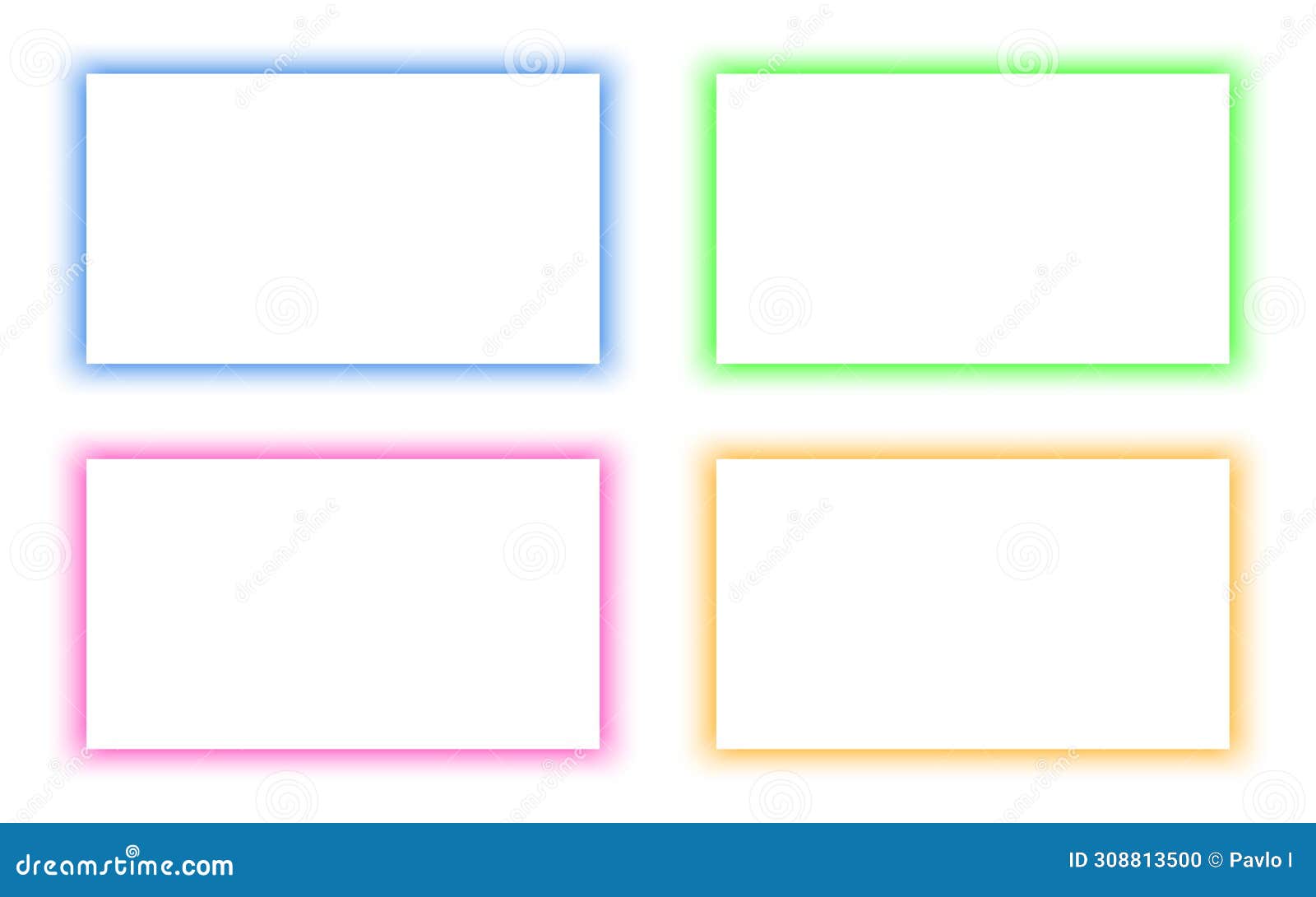Colored Neon Rectangle with Rounded Edges, Illuminate Frame, Glowing ...