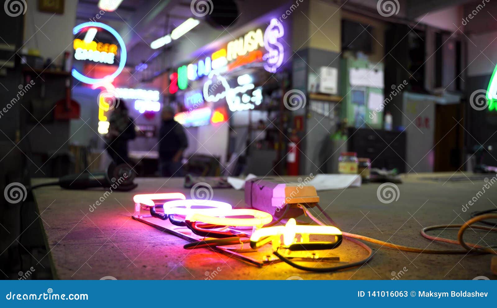 Colored Neons in the Workshop, a Sign of Colorful Neons Stock Video ...