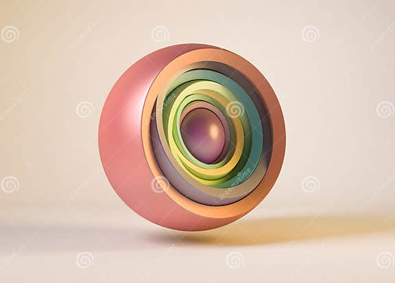 Colored Nested Spheres, 3d Rendering Stock Illustration - Illustration ...