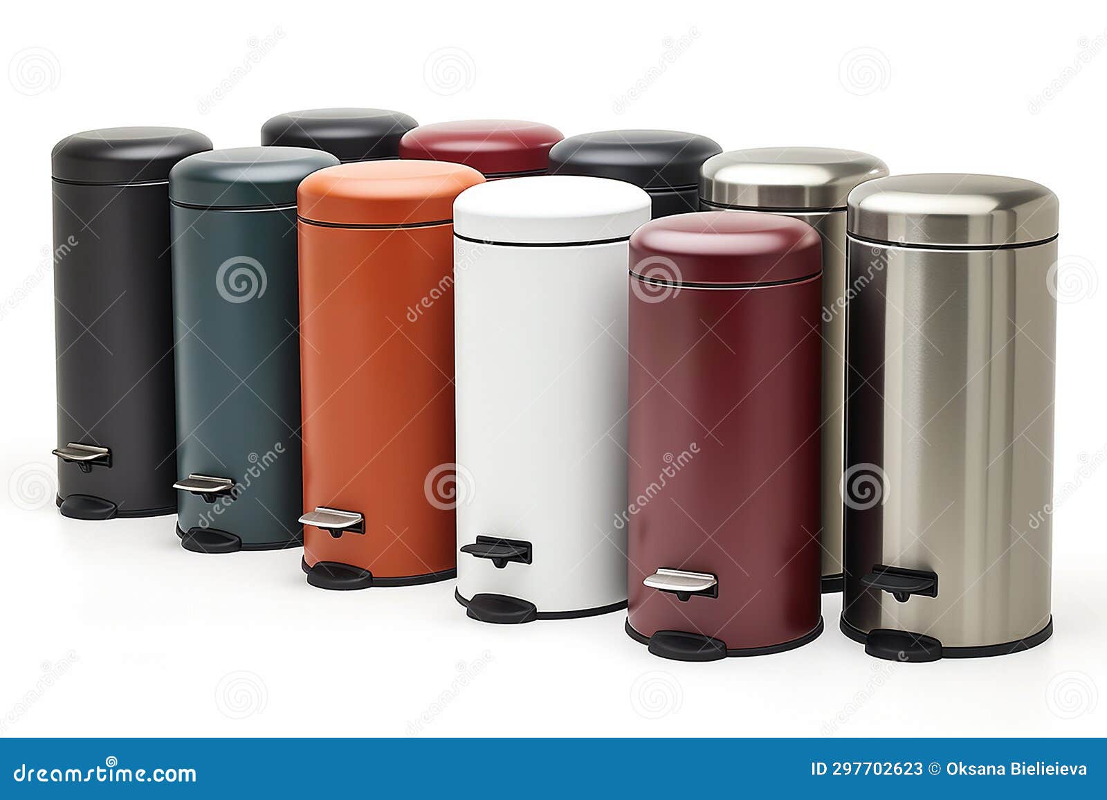 Colored New Trash Cans on White Background Stock Illustration ...