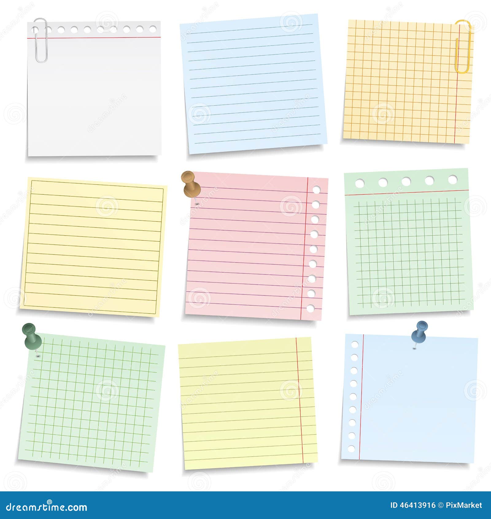 Colored Notebook Paper stock vector. Illustration of notepaper - 46413916