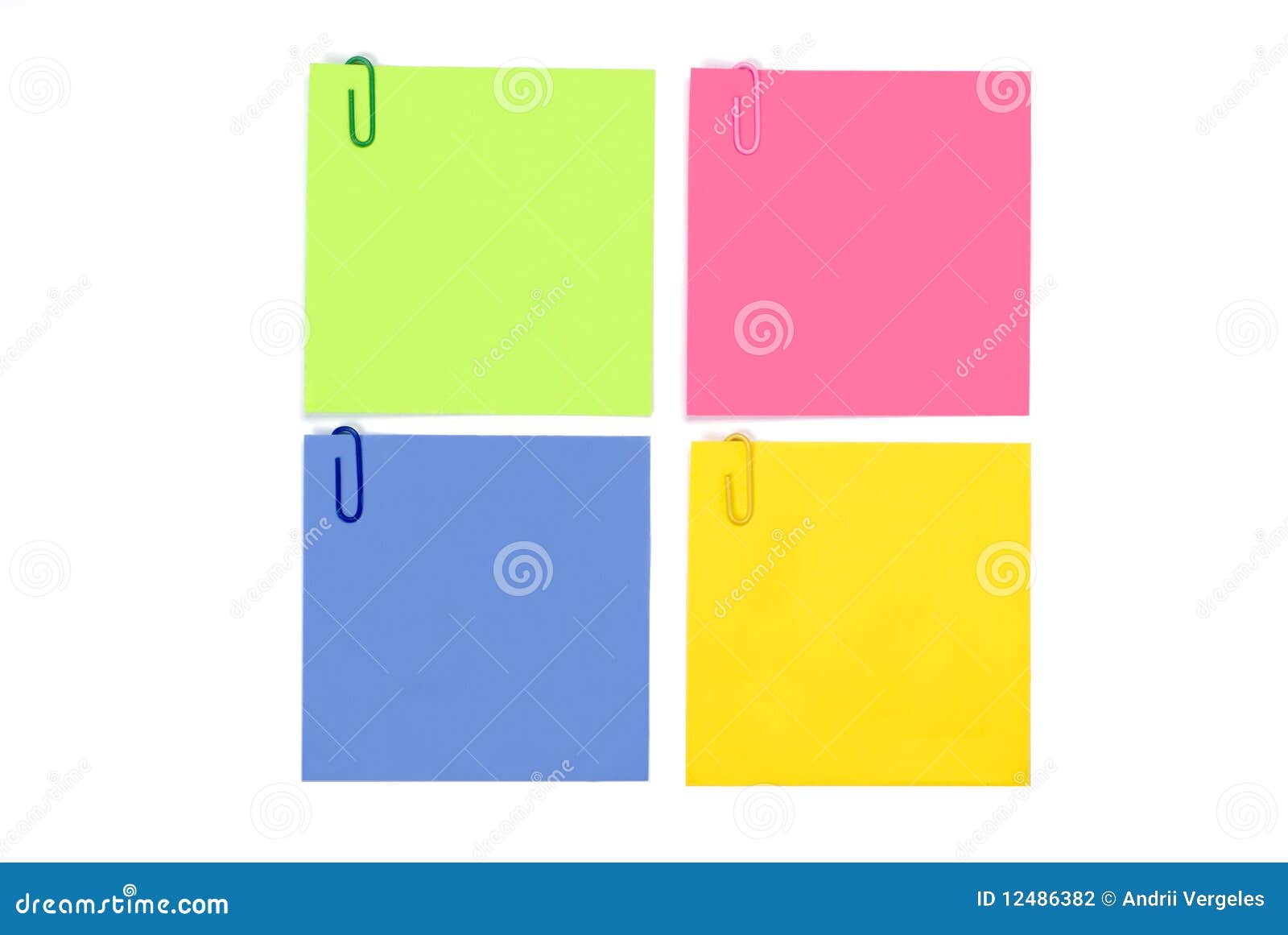 Colored Notes Paper with Paper Clip Stock Photo - Image of list ...