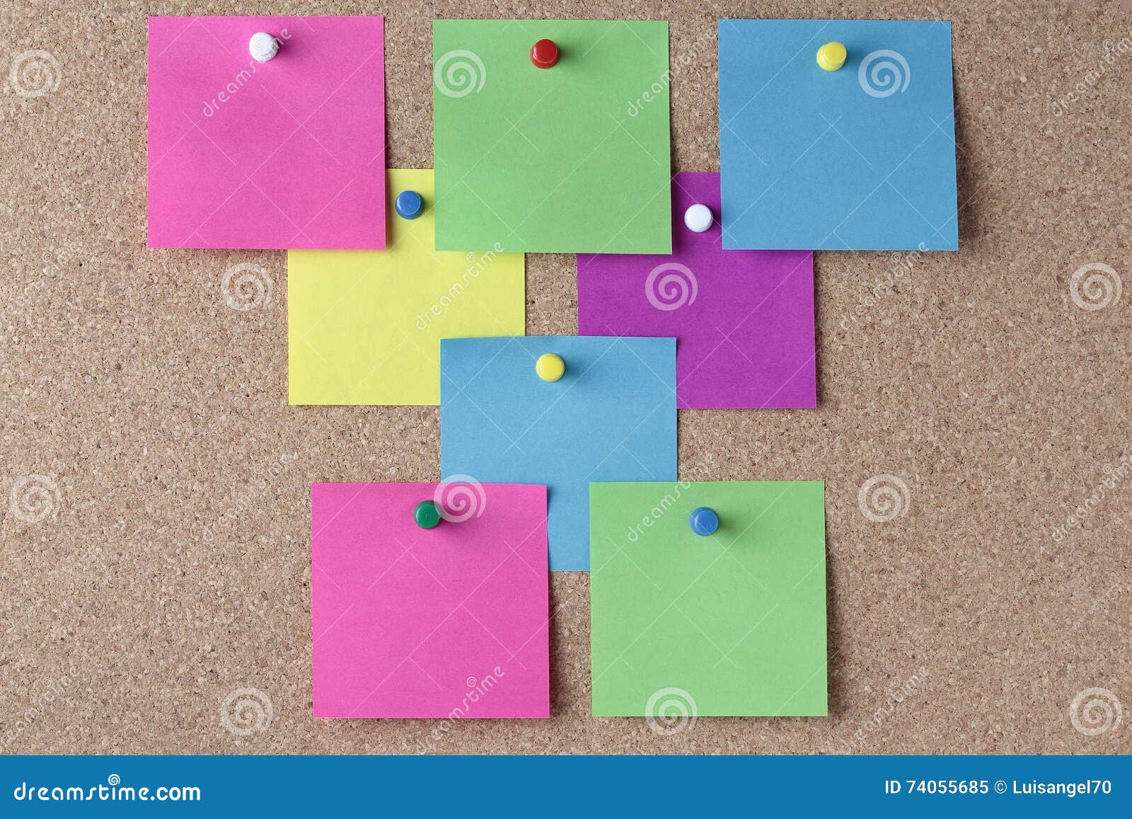 Colored Notes and Push Pins Stock Image - Image of organize, list: 74055685