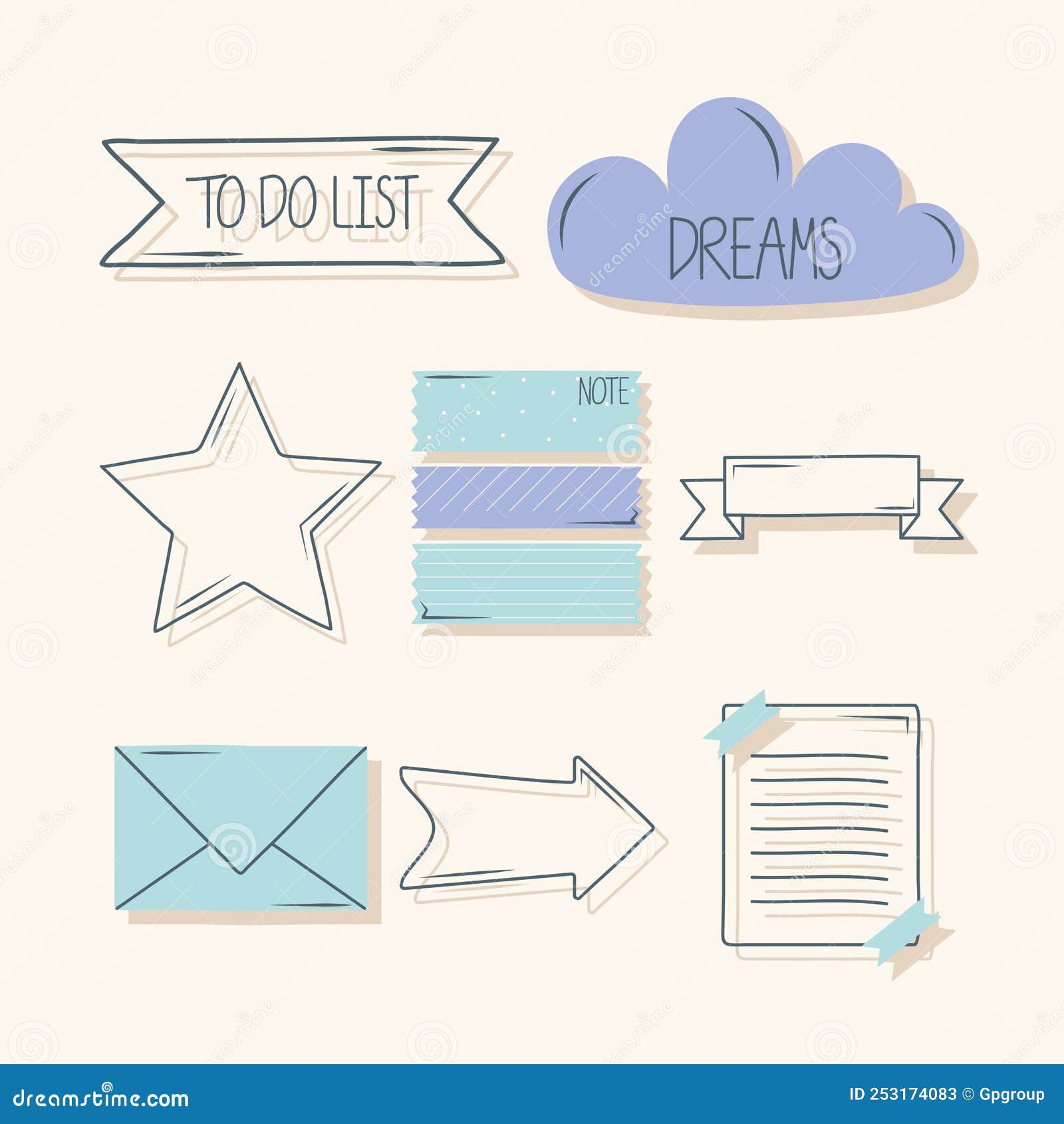 Colored notes set stock vector. Illustration of doodle - 253174083