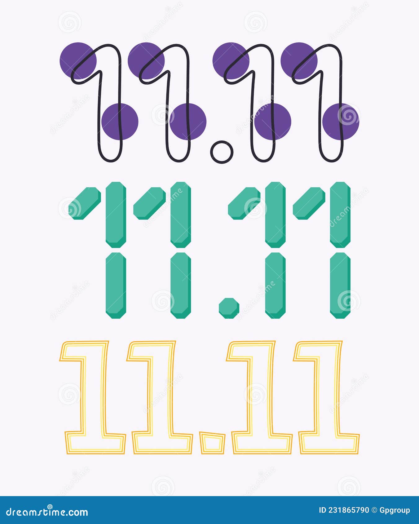 Colored numbers eleven stock vector. Illustration of yellow - 231865790