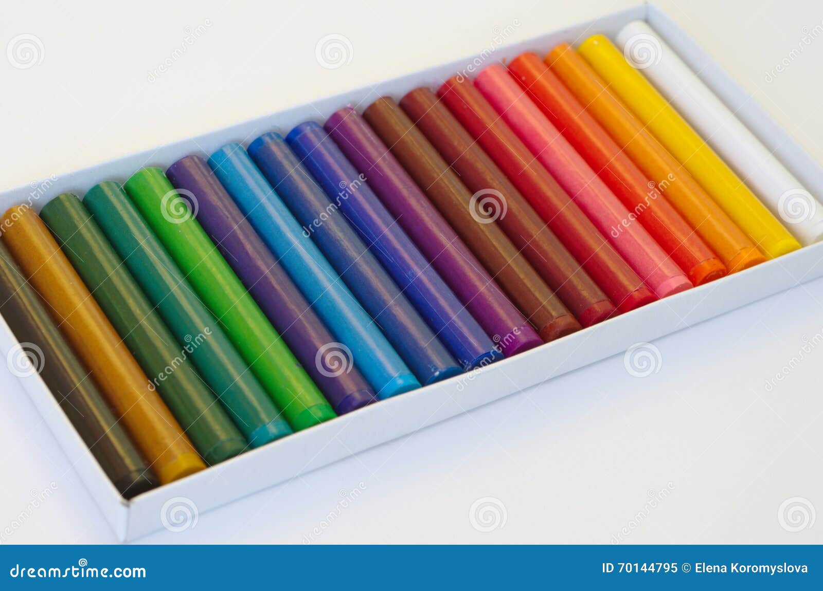 Colored Oil Pastels in a Box on a White Sheet Stock Image - Image of ...
