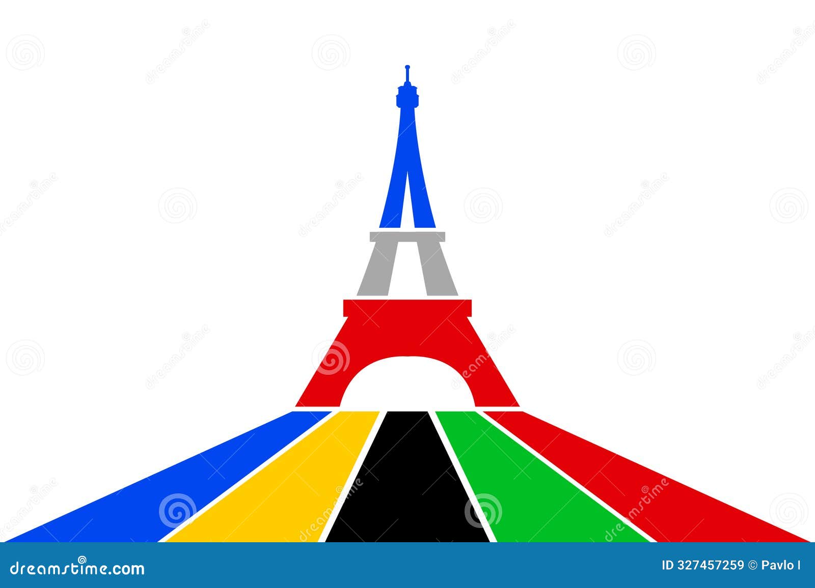 Colored Olympic Games Rainbow Lines Flag Converge in Eiffel Tower Stock ...