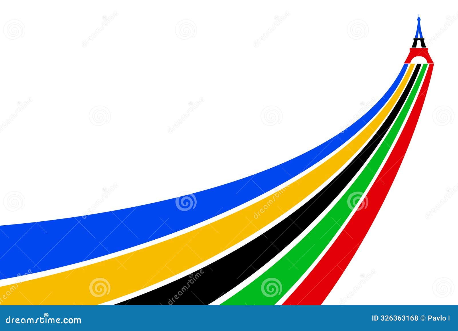 Colored Olympic Games Rainbow Lines Flag Converge in Eiffel Tower Stock ...