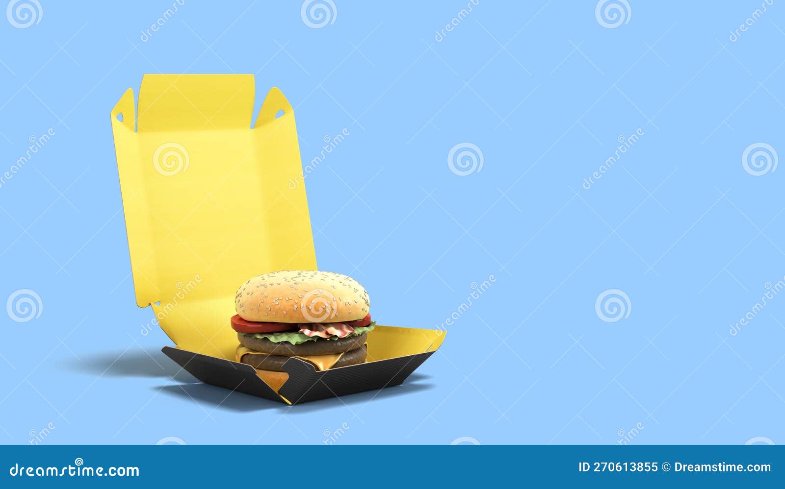 Colored Open Box for Burger Mokup for Food Presentation 3d Render on ...
