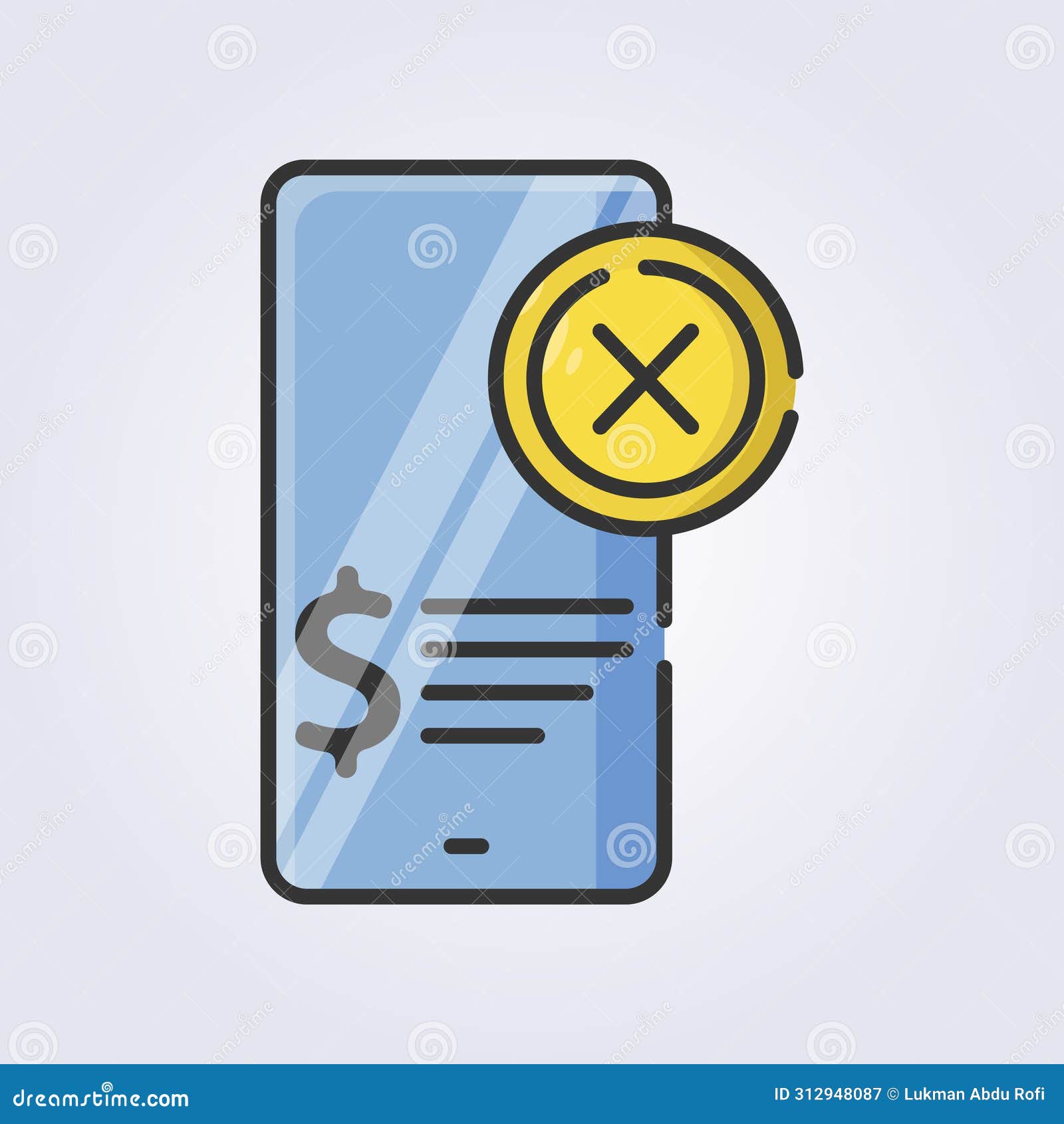 Colored Outline Online Failed Payment Icon Logo Vector Illustration ...