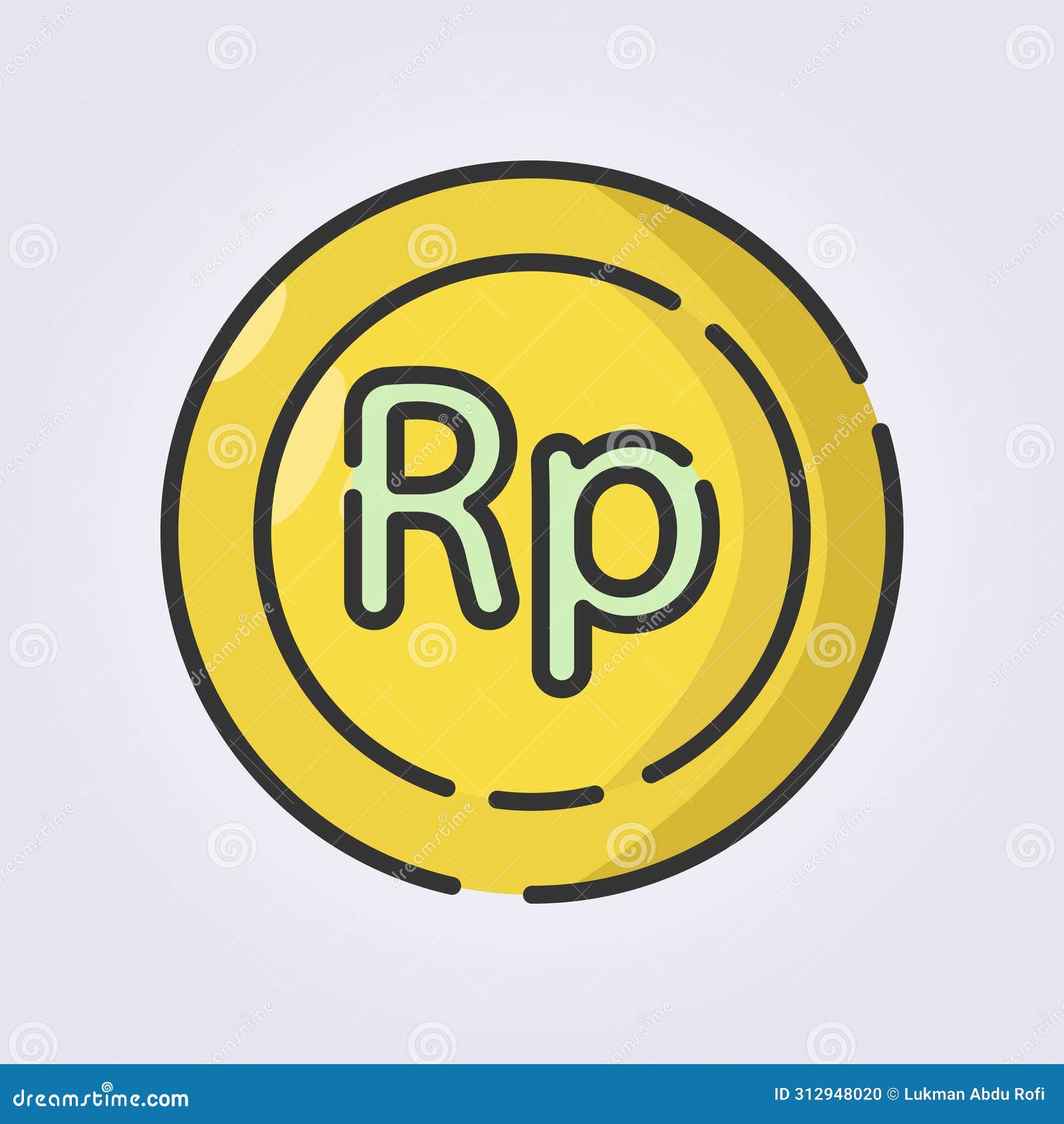 Colored Outline Rupiah Coin Icon Logo Vector Illustration Design Stock ...