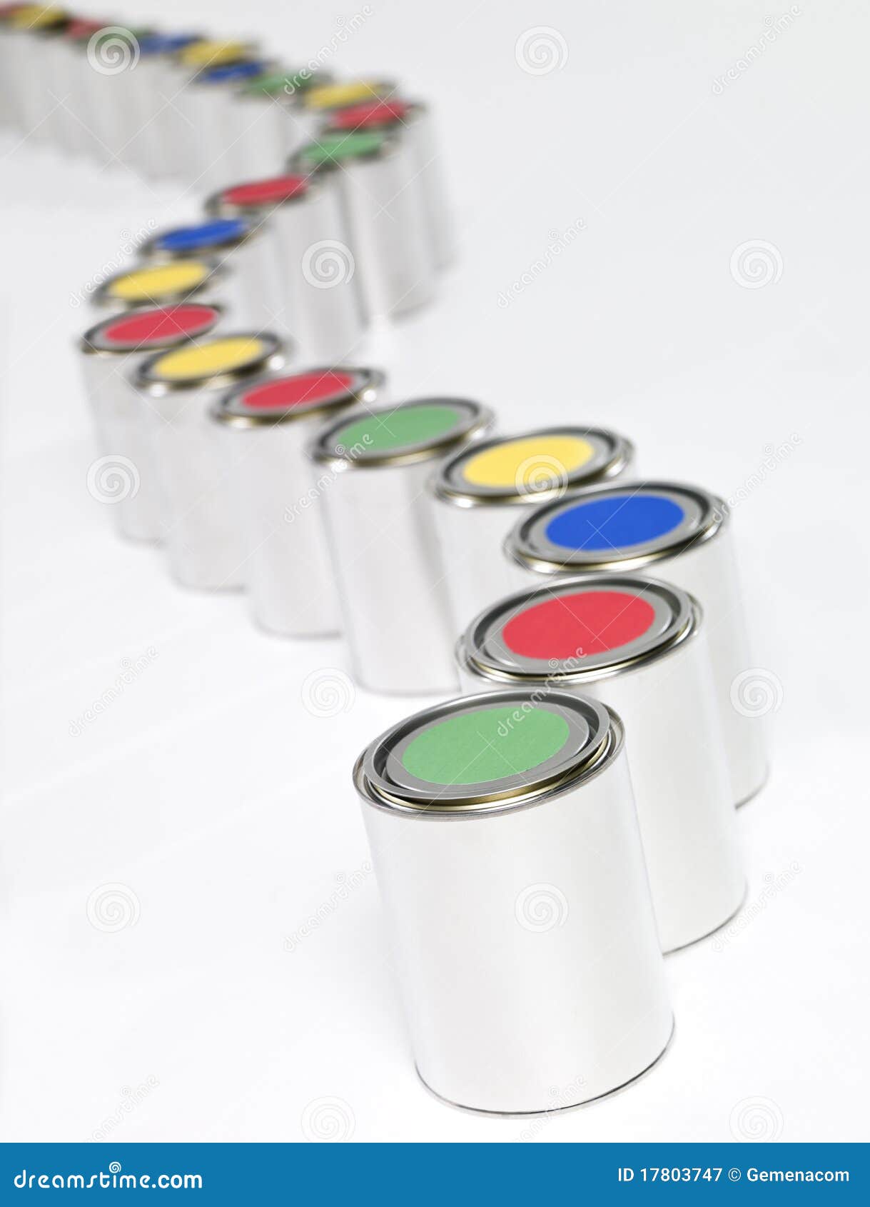 Colored Paint Cans in a Row Stock Image - Image of group, yellow: 17803747
