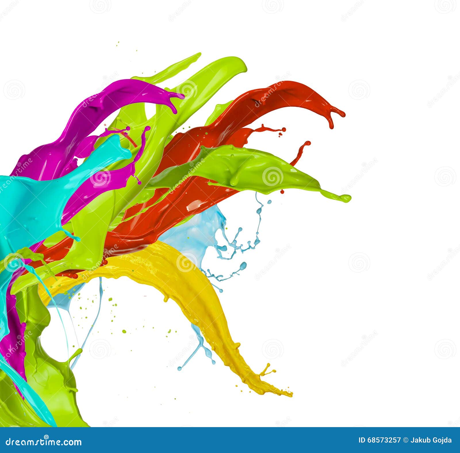 Colored Paint Splash, Isolated On White Background Stock Image - Image ...