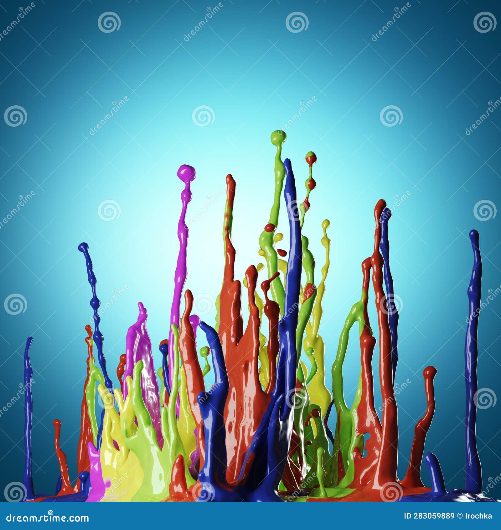 Colored Paint Splashes on Blue Background Stock Illustration ...