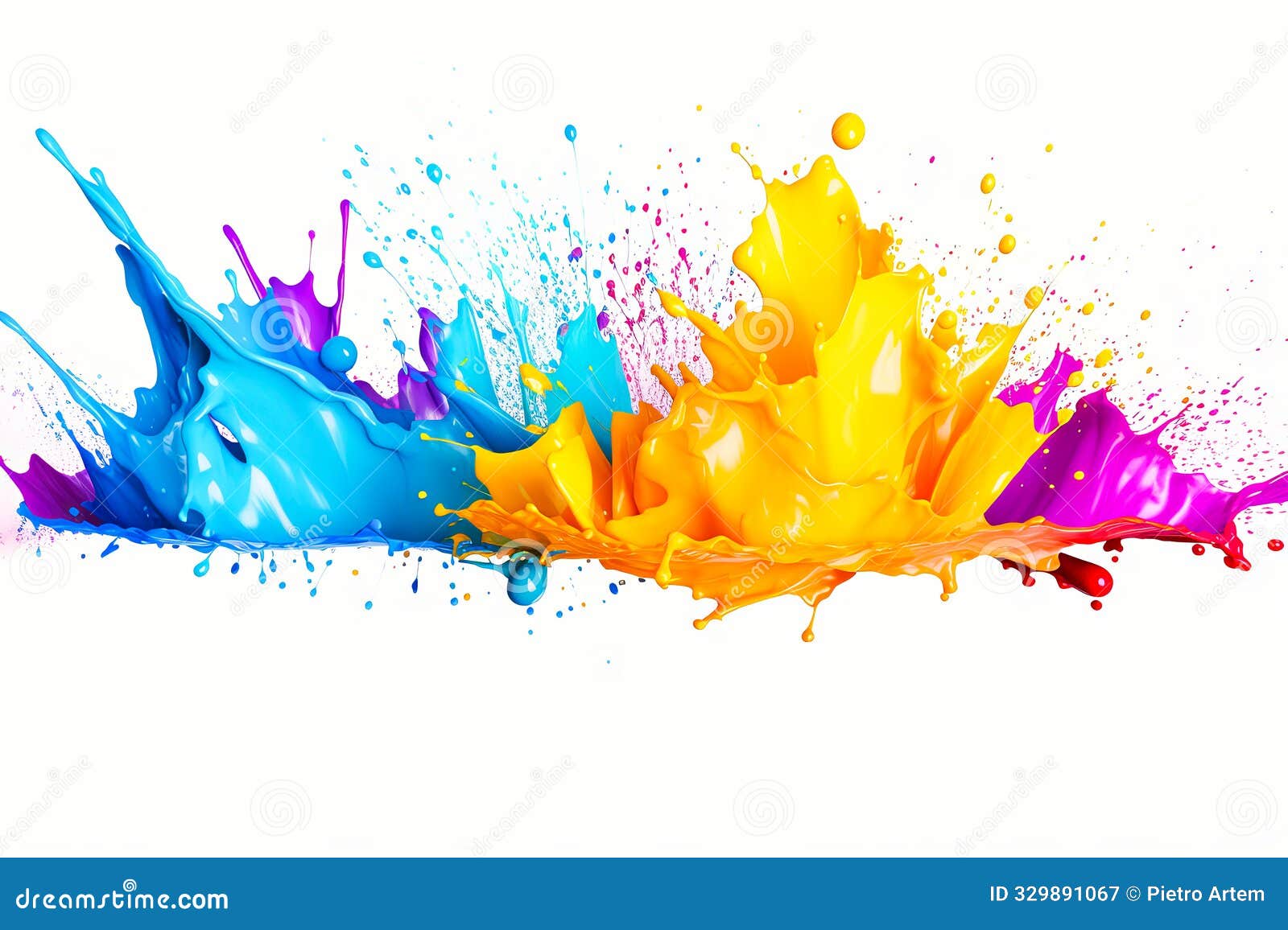 Colored Paint Splashes Isolated on White Background Stock Image - Image ...