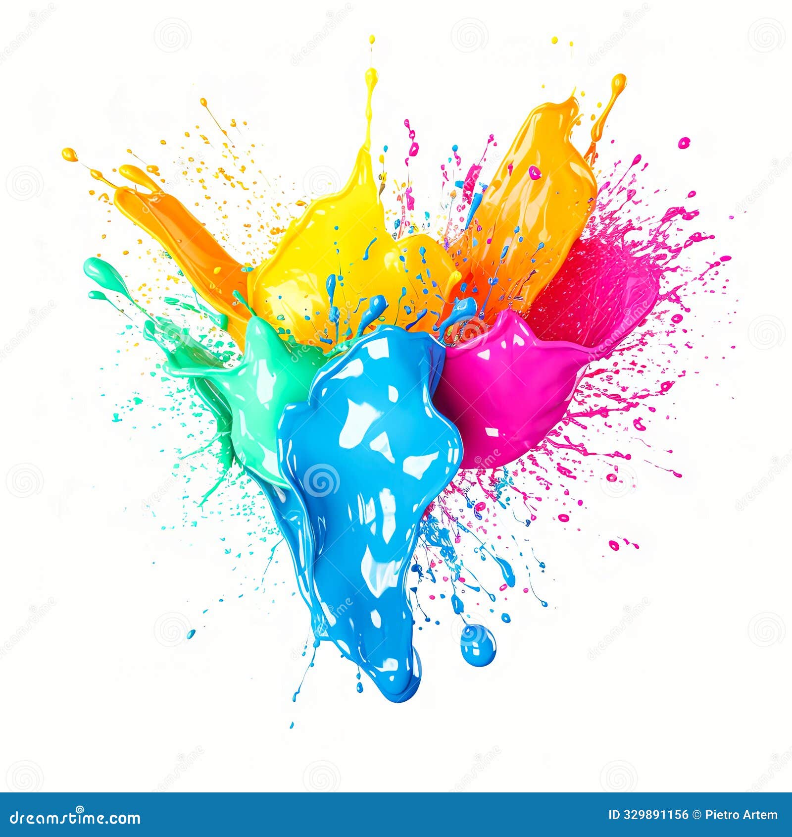 Colored Paint Splashes Isolated on White Background Stock Photo - Image ...