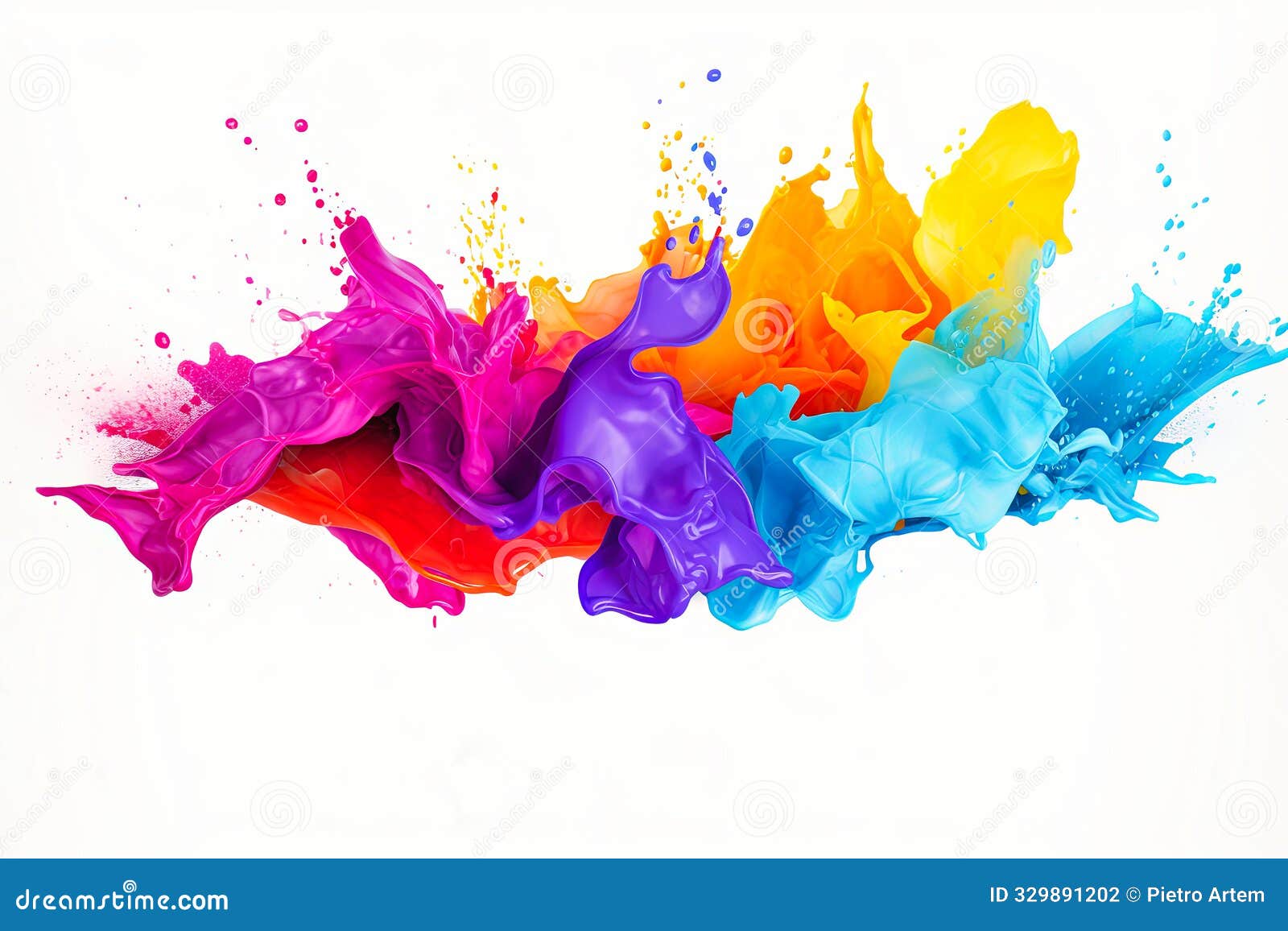 Colored Paint Splashes Isolated on White Background Stock Photo - Image ...