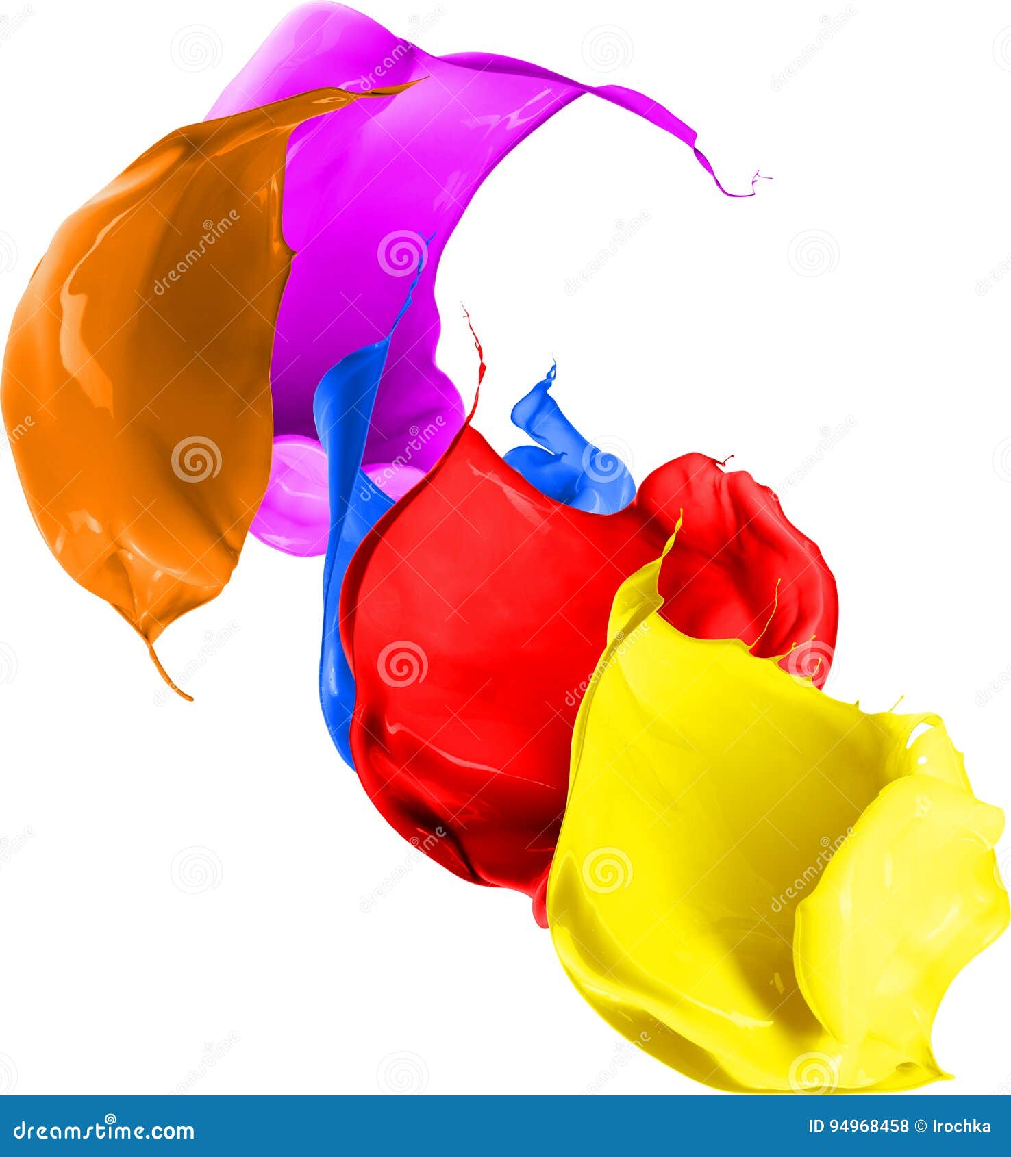 Colored Paint Splashes Isolated on White Background Stock Photo - Image ...