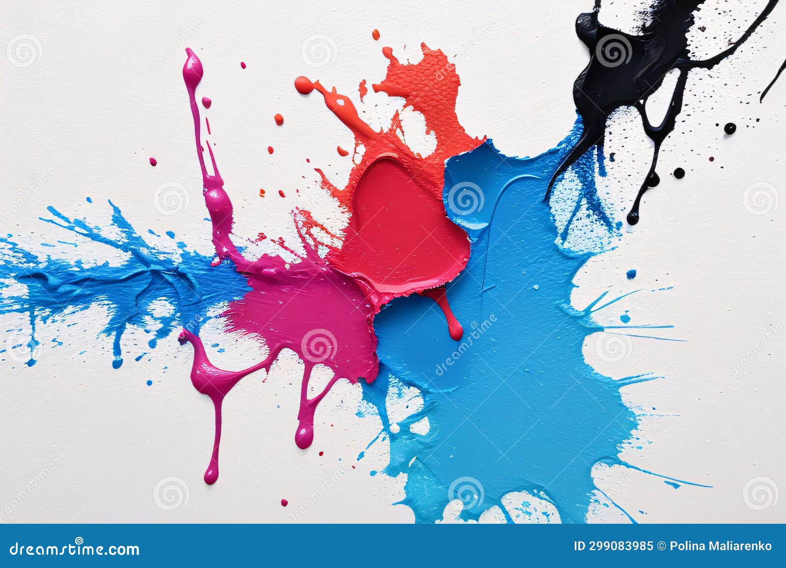 Colored Paint Splashes Isolated on White Background. Colorful Paint ...
