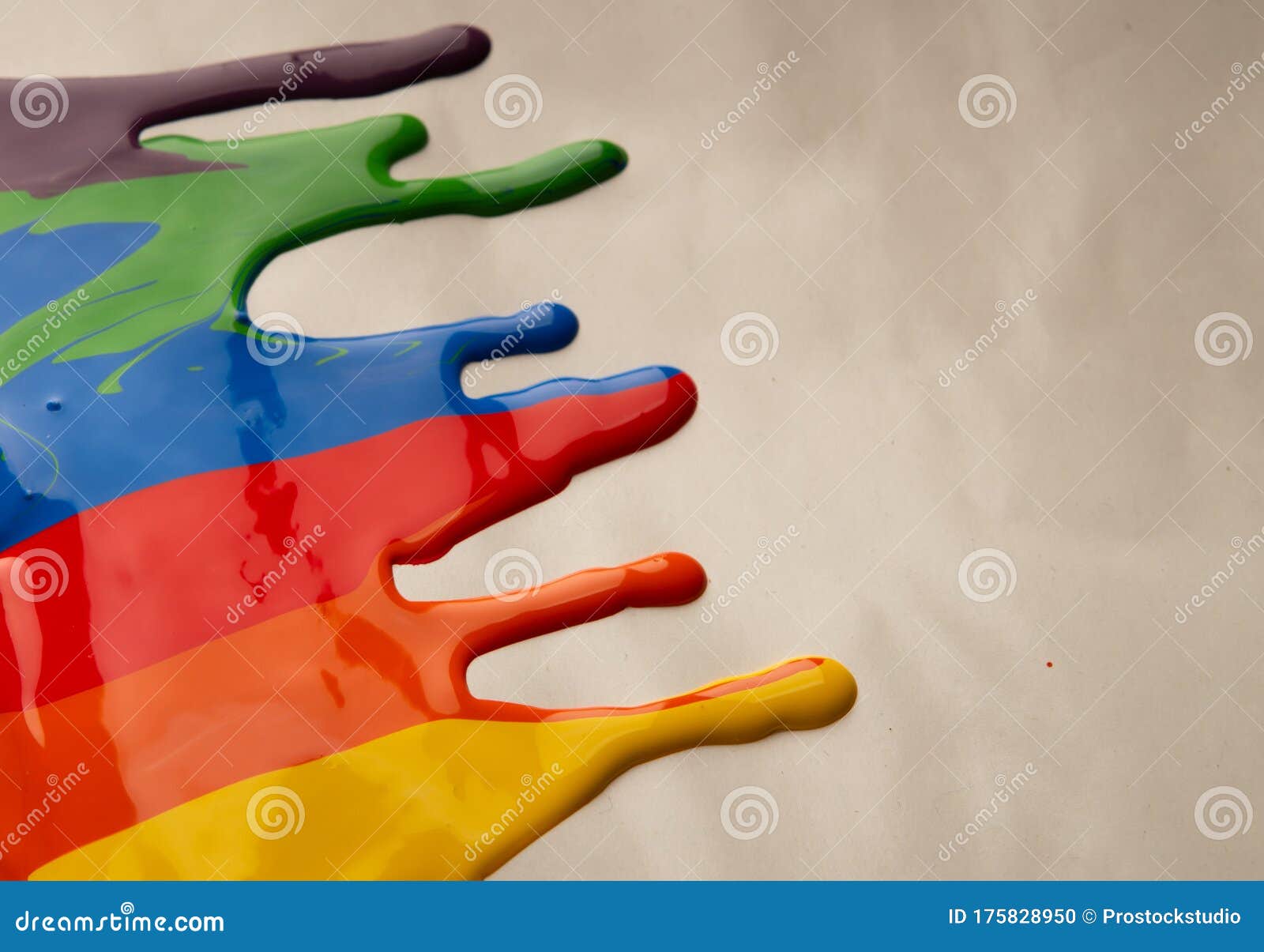 Colored Paint Stains Dripping on Gray Background Stock Photo - Image of ...