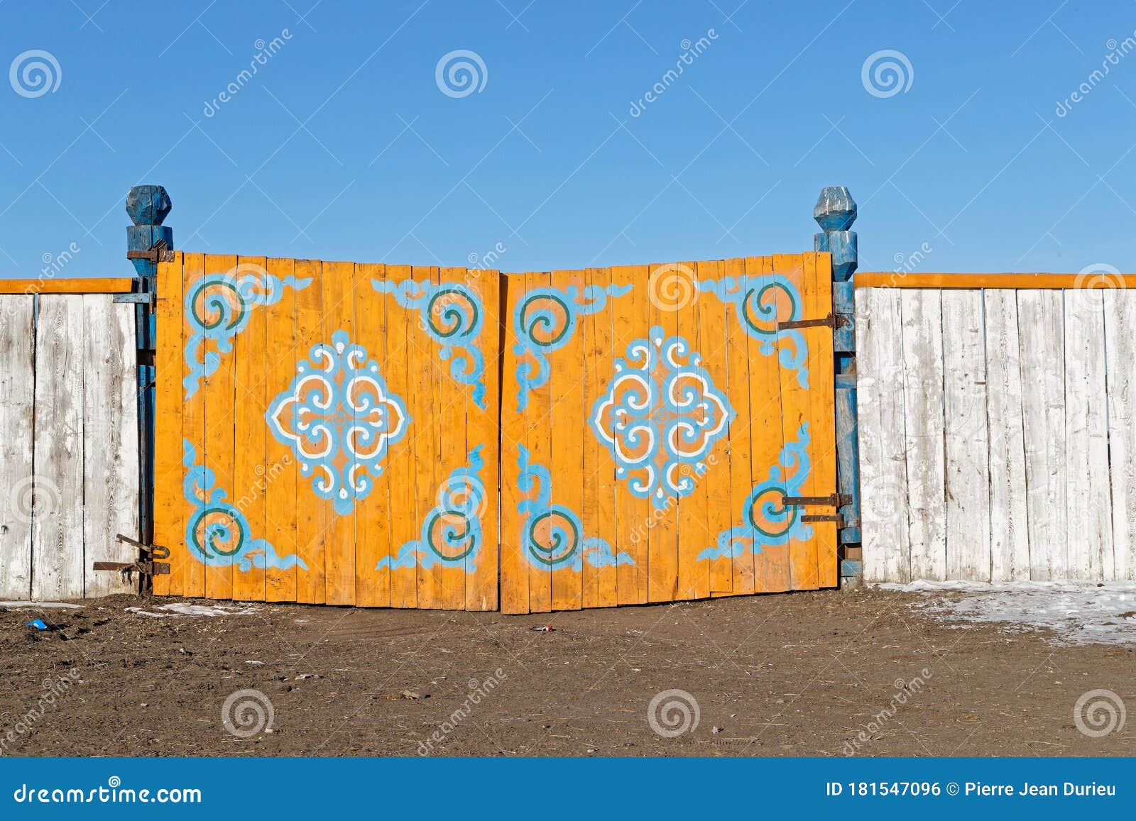 A colored painted gate stock photo. Image of town, design - 181547096
