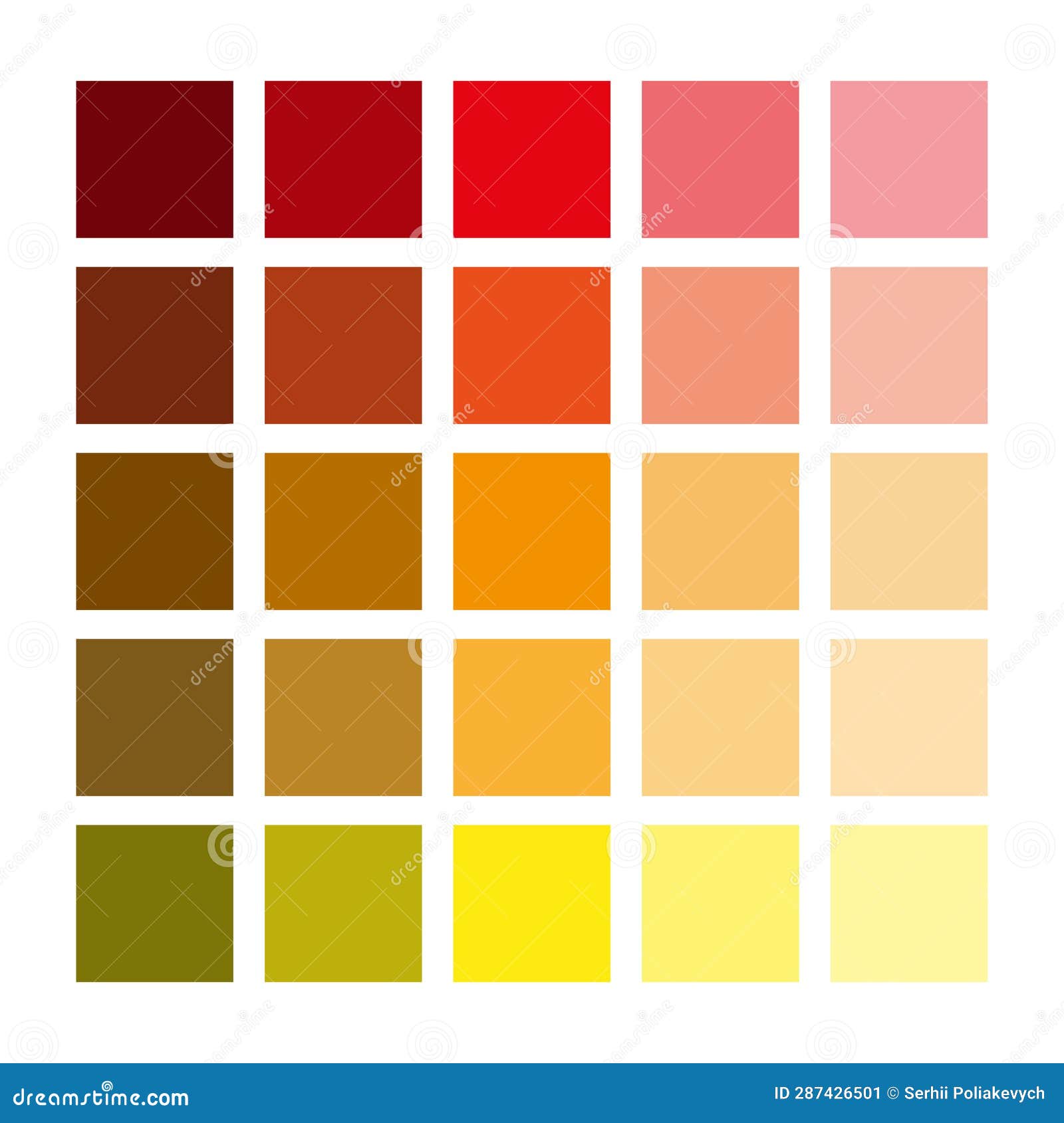 Colored Palette Design. Color Gradation in Square Grid. Vector ...