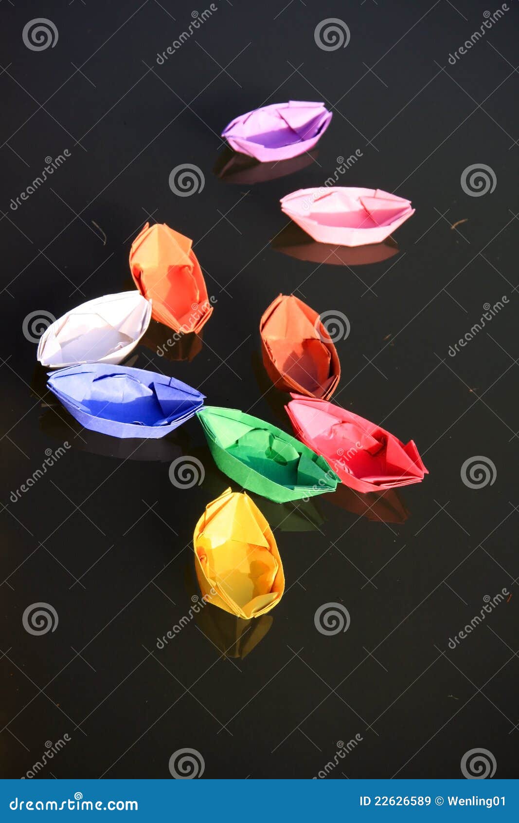 Colored Paper Boats on the Lake Stock Image - Image of textures ...