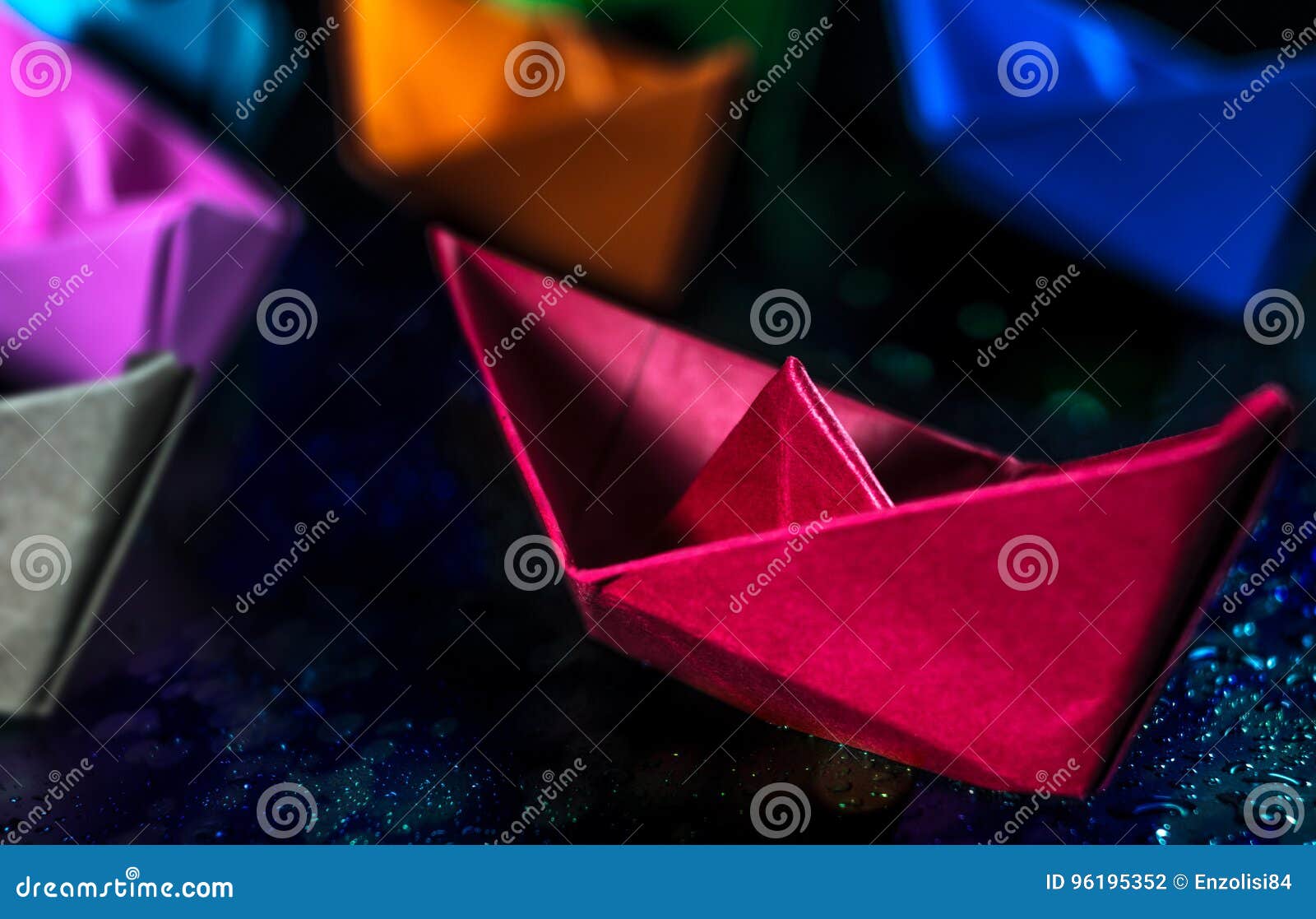 Colored paper boats stock photo. Image of colored, direction - 96195352