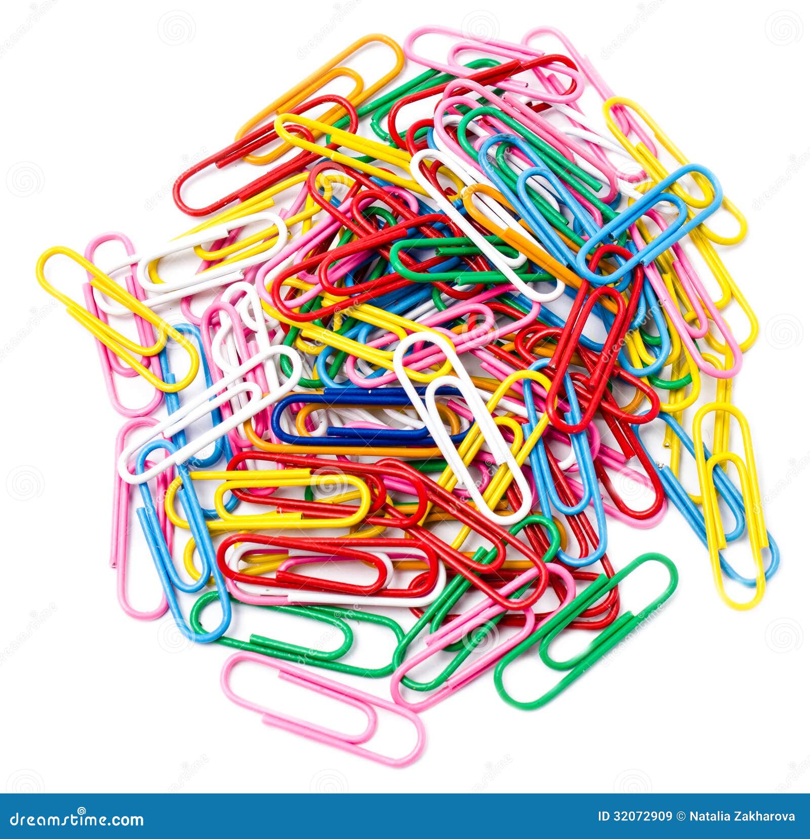Colored Paper Clips. Isolated on White Background Stock Image - Image ...